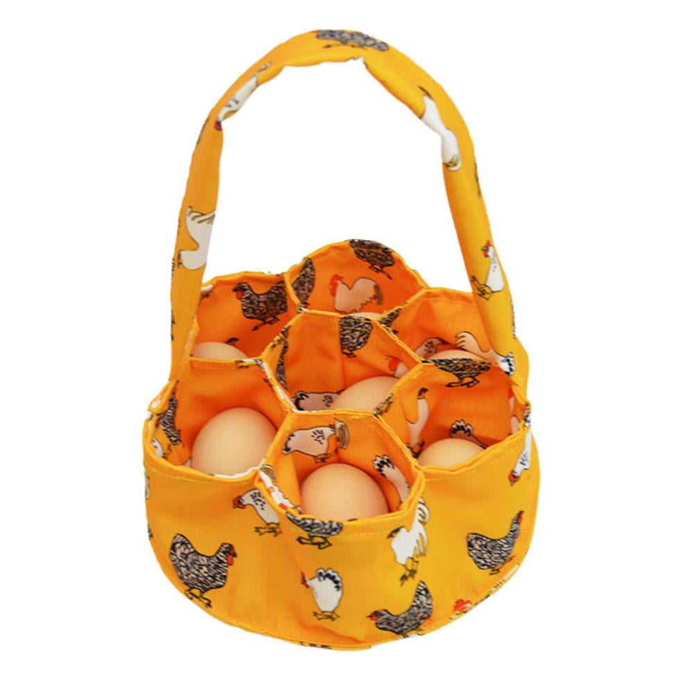 Canvas Egg Collecting Basket Egg Collection Bag with 7-Bags Egg Stge ...