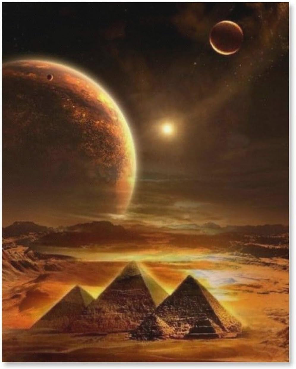 Canvas Egyptian Pyramid and Solar System Interior Canvas Painting ...