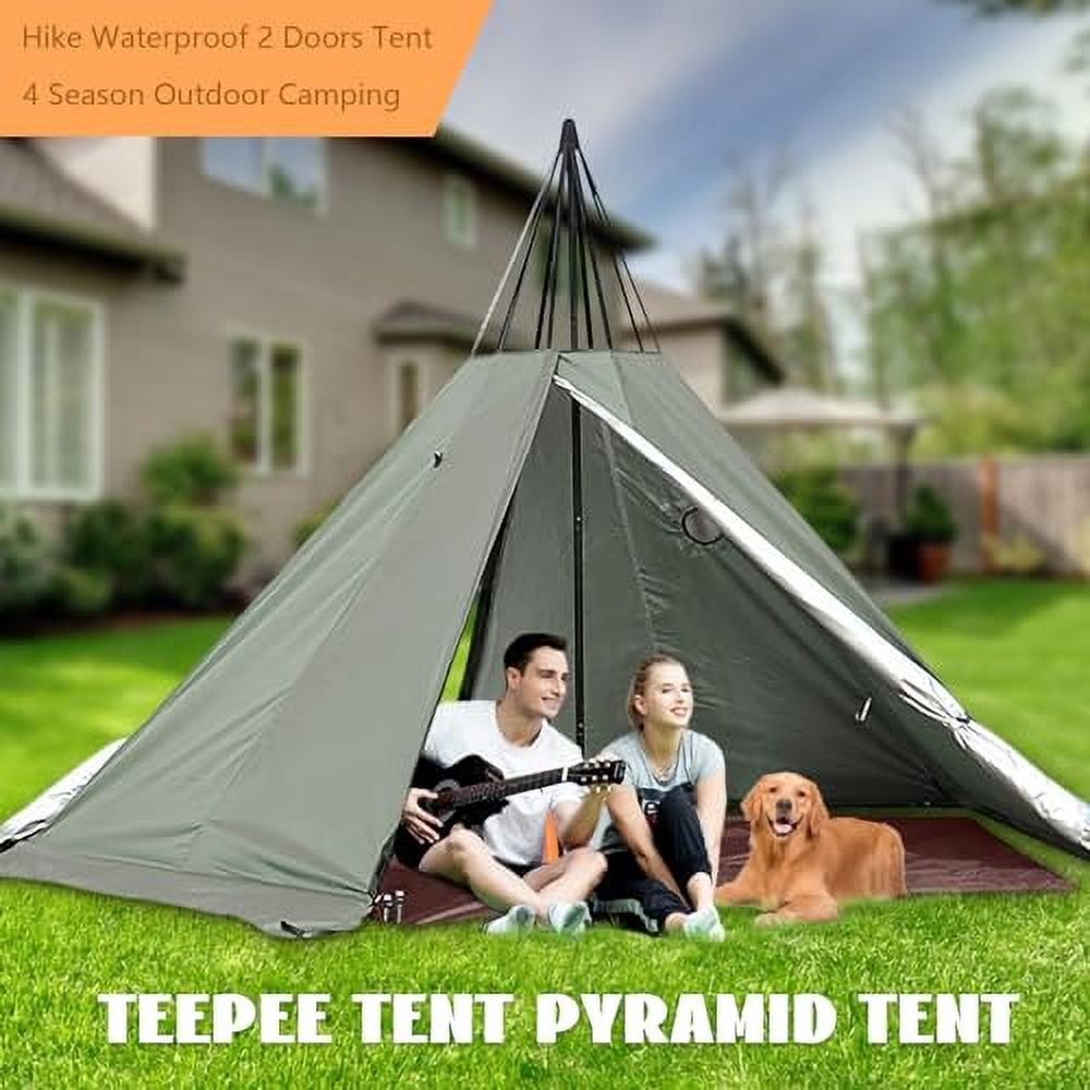 Canvas Family Camping Tent for 2 Person,2 Doors Tent 4 Season Glamping ...