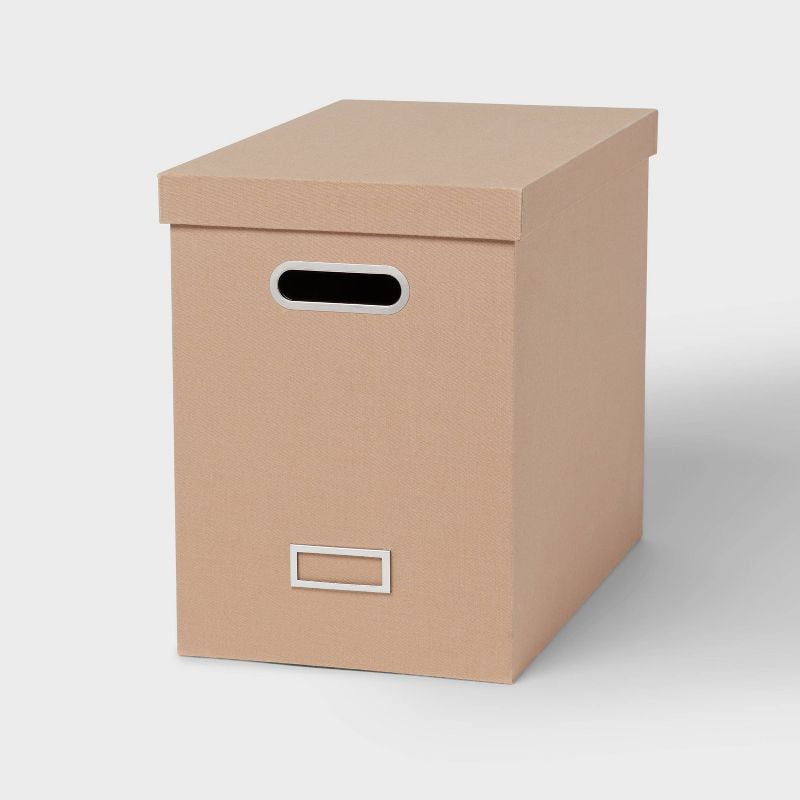 Canvas File Box Light Brown Desk Organizer, Office Storage, Polyester ...