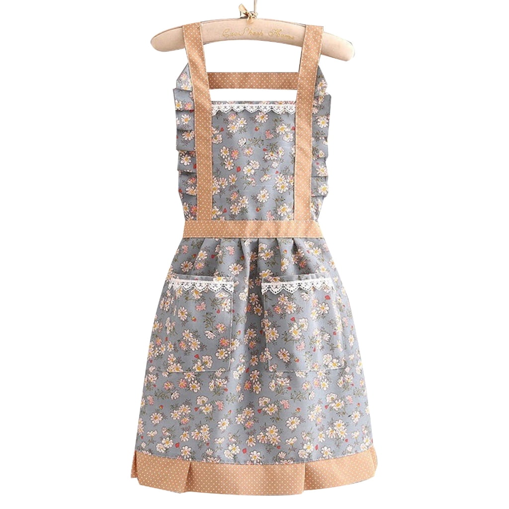 Canvas Floral Apron with Pockets Canvas Apron Catering Work Clothes ...