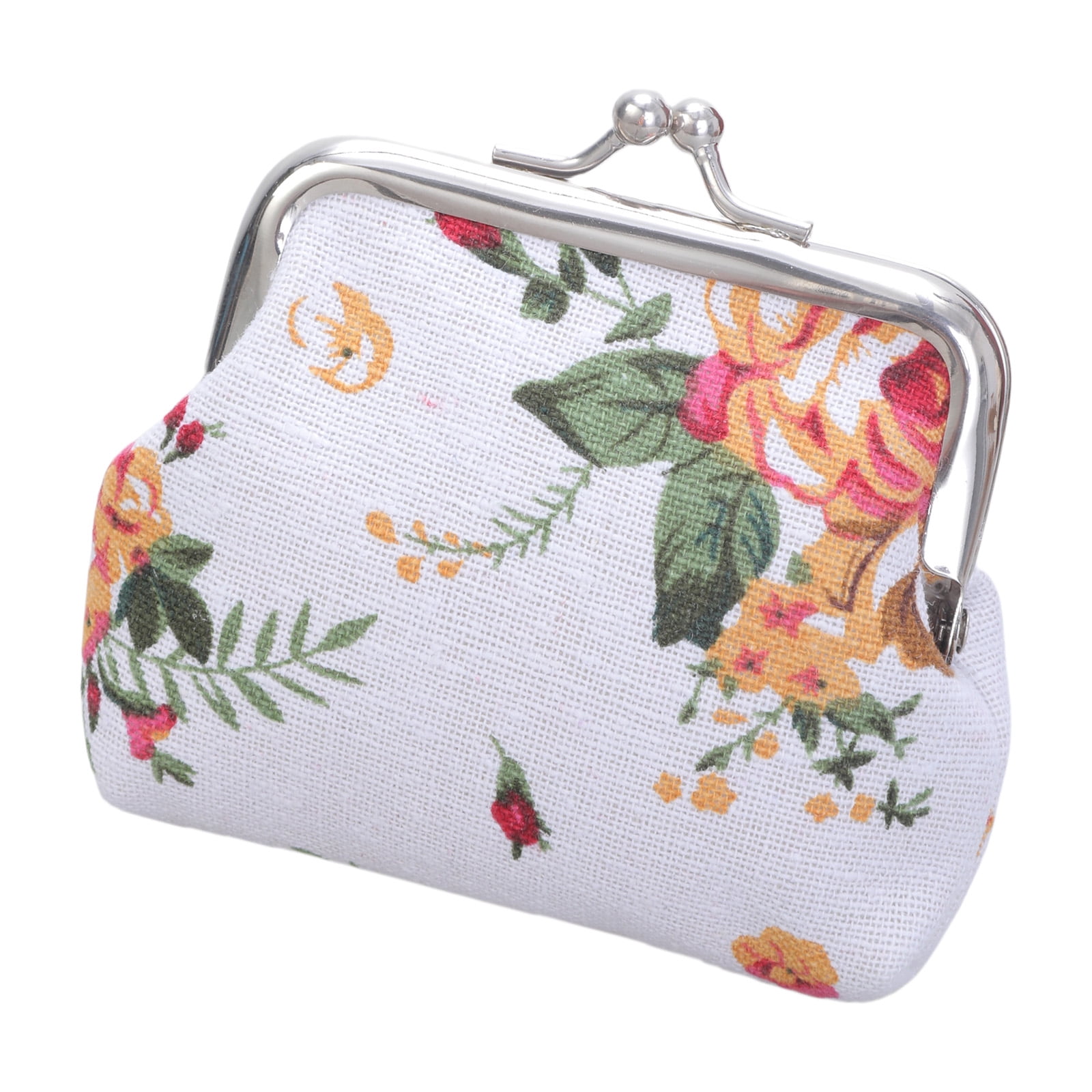 Canvas Floral Rose Flower Coin Purse Kiss Lock Change Purse Vintage ...