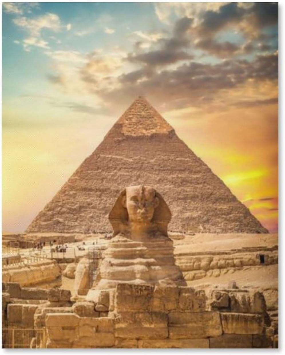 Canvas Giza Pyramid at Sunset Decor Canvas Painting Cairo Egypt Sphinx ...