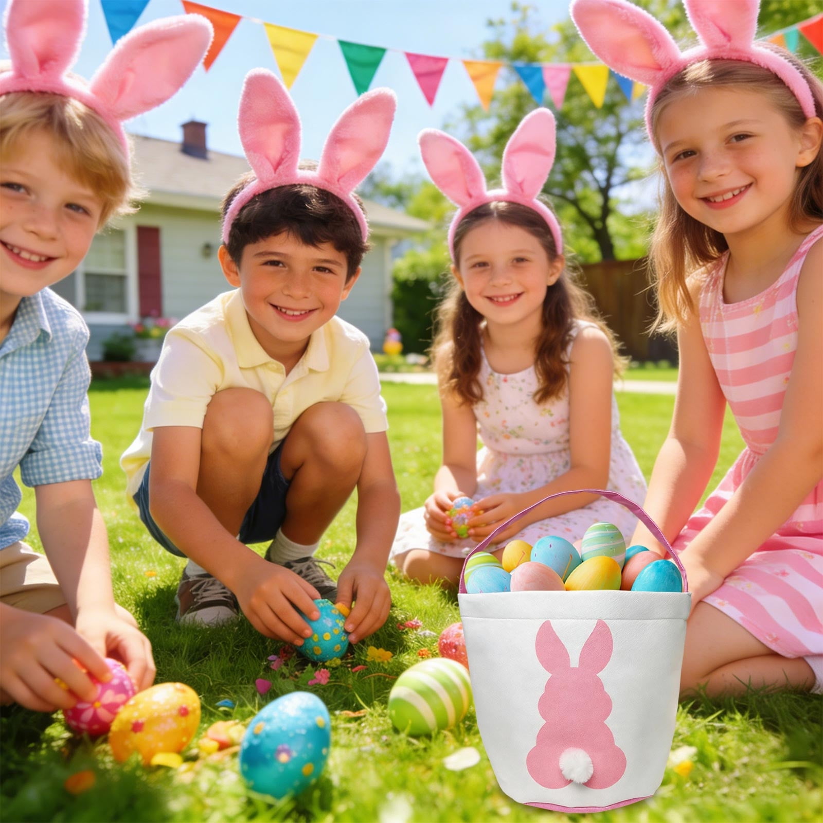 Canvas Handbag Easter Tote Bag for Holiday Party Snacks Candy ...