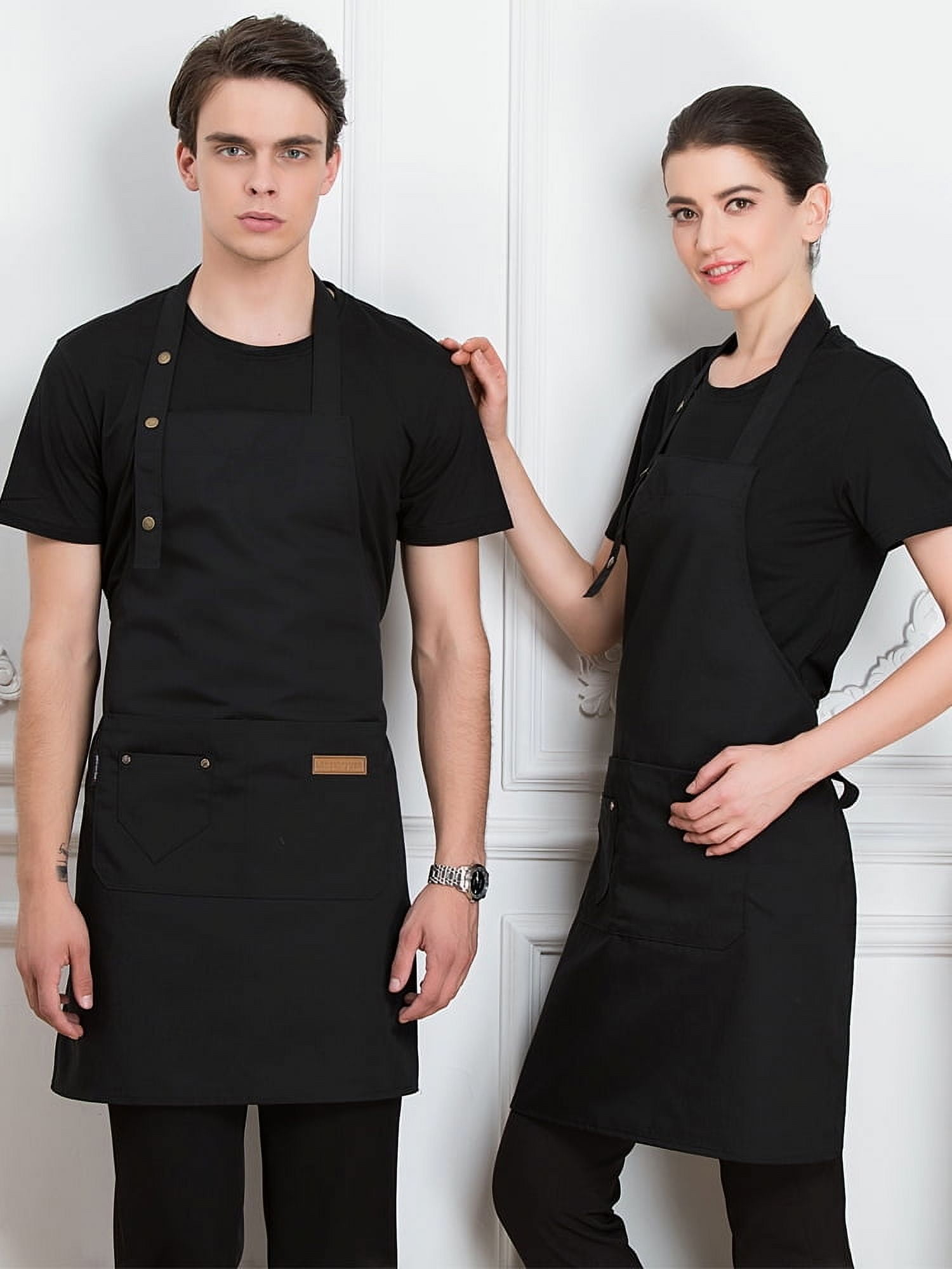 Canvas Kitchen Aprons with Pocket for Woman Men Chef Work Apron for ...