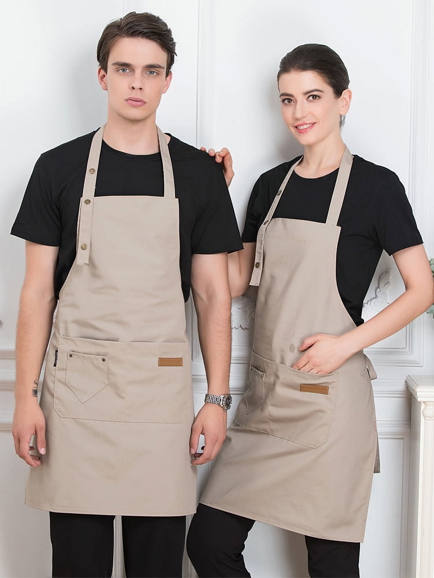 Canvas Kitchen Aprons with Pocket for Woman Men Chef Work Apron for ...