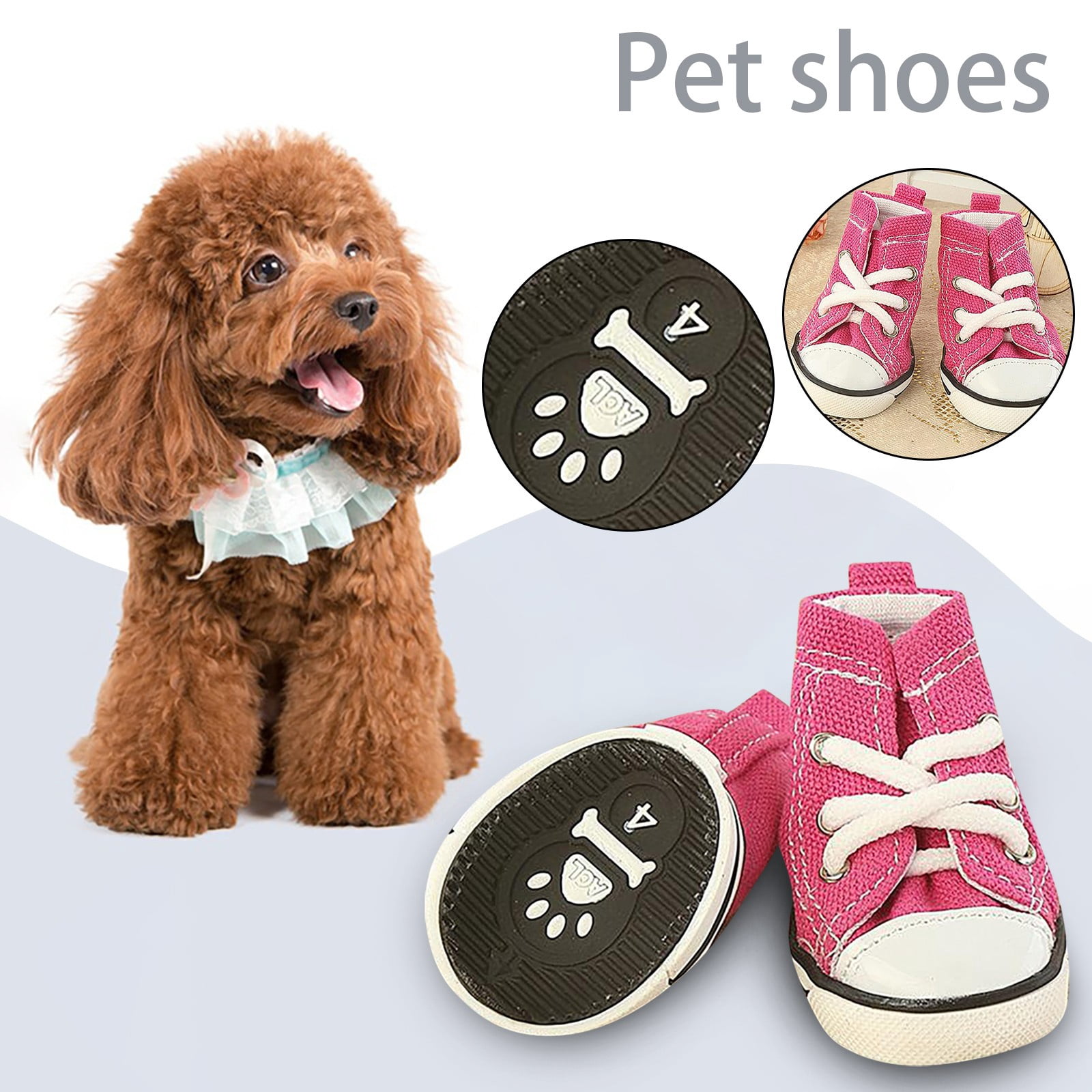Canvas Lace Up Dog Shoes for Small Breeds Like Teddy Dirt Resistant Non ...