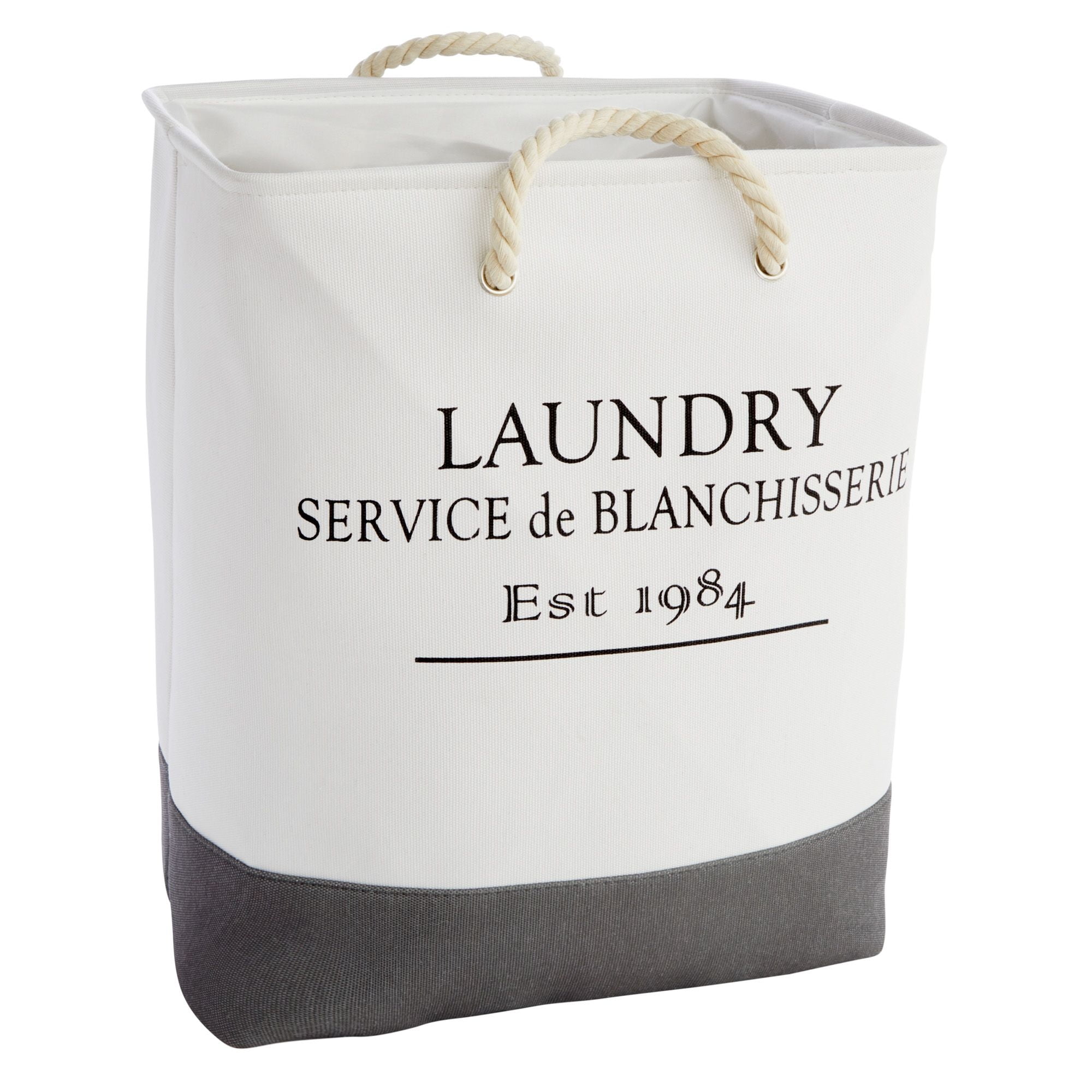 Canvas Laundry Basket with Handles for Bathroom, Bedroom (White and ...