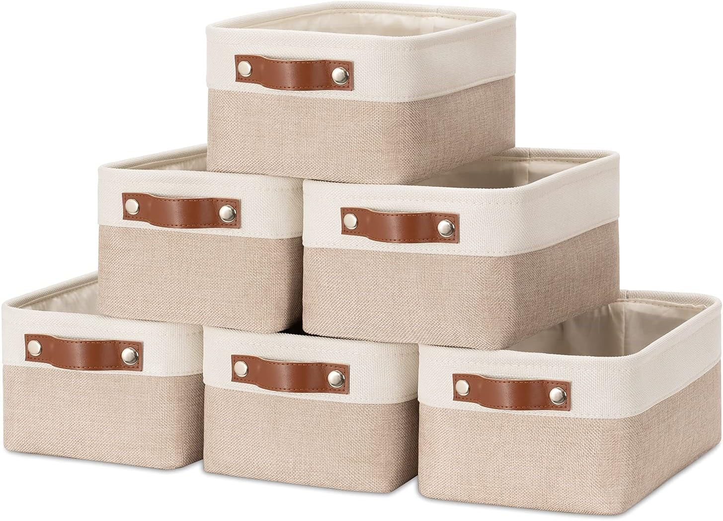 Canvas Linen Storage Basket, Set of 2, Large Fabric Cloth Baskets ...