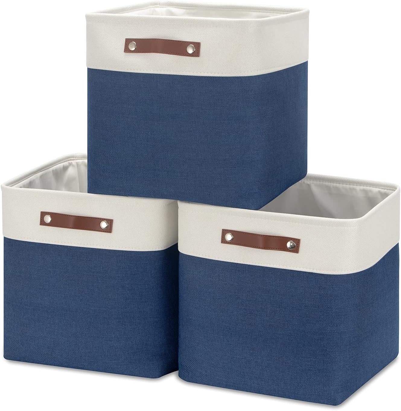 Canvas Linen Storage Basket, Set of 2, Large Fabric Cloth Baskets ...