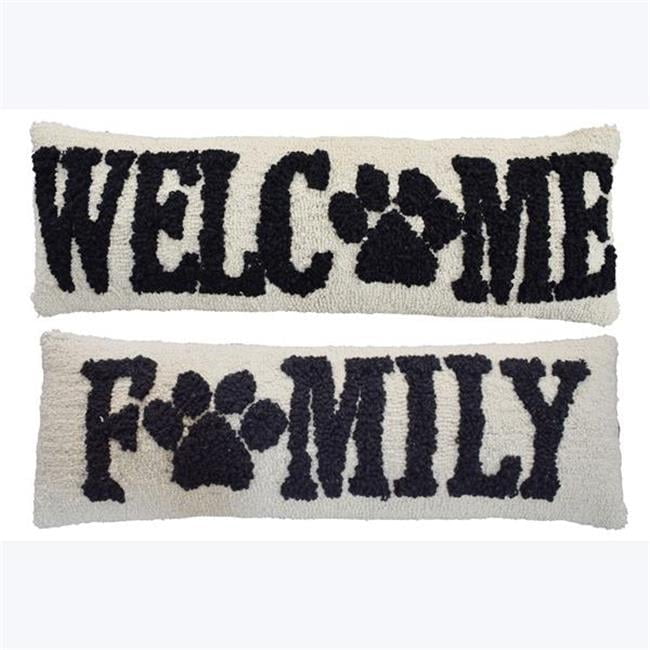 Canvas Long Throw Pillows with Buttons & Fabric Word - 2 Assorted ...