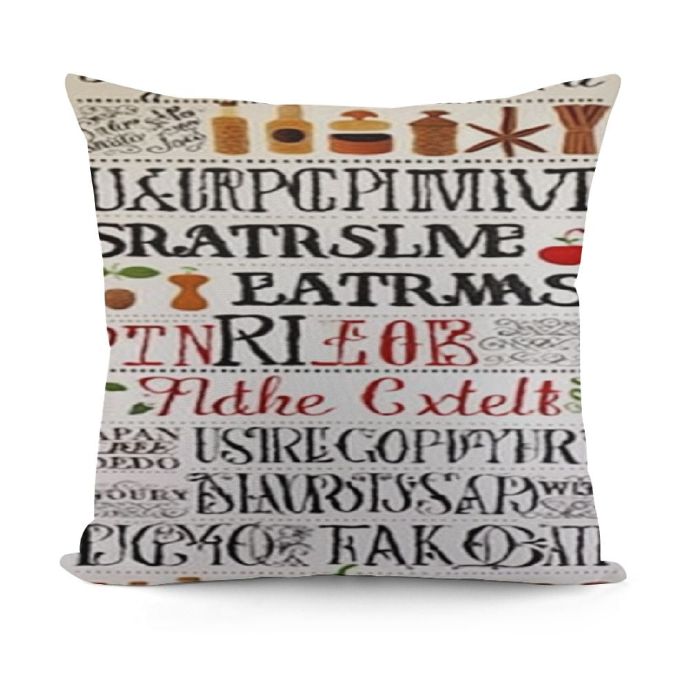 Canvas Lumbar Pillow Cover Kitchen Subway Pillowcase Farmhouse Decor ...