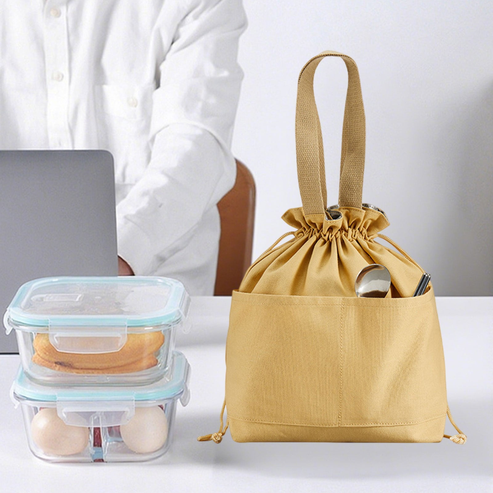 Canvas Lunch Box Bag, Insulated Lunch Carrier, Thickened Picnic Tote ...