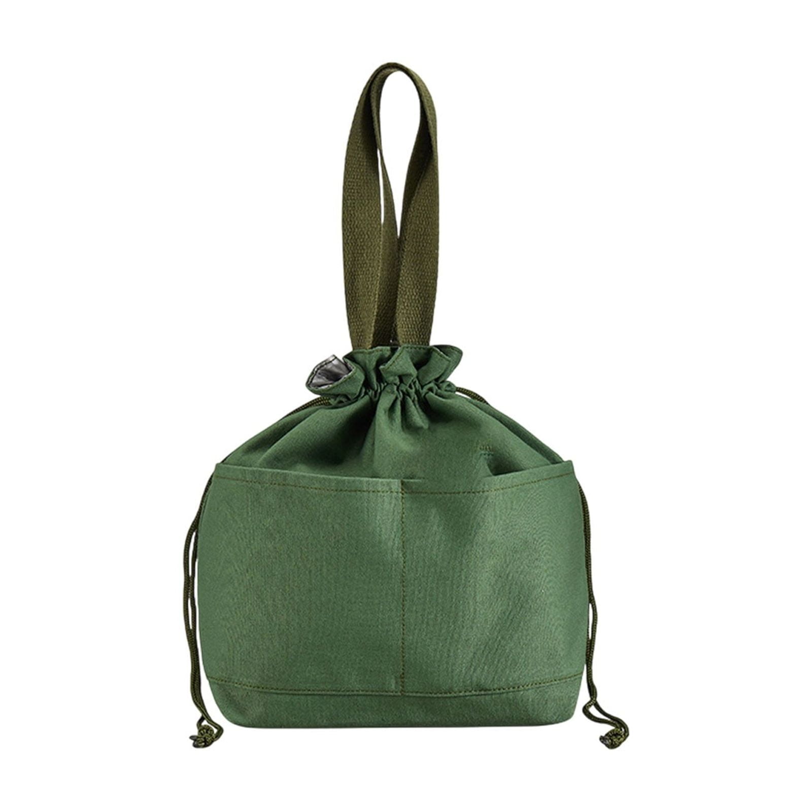 Canvas Lunch Box Bag Office Worker Drawstring Insulation Hand Hold ...