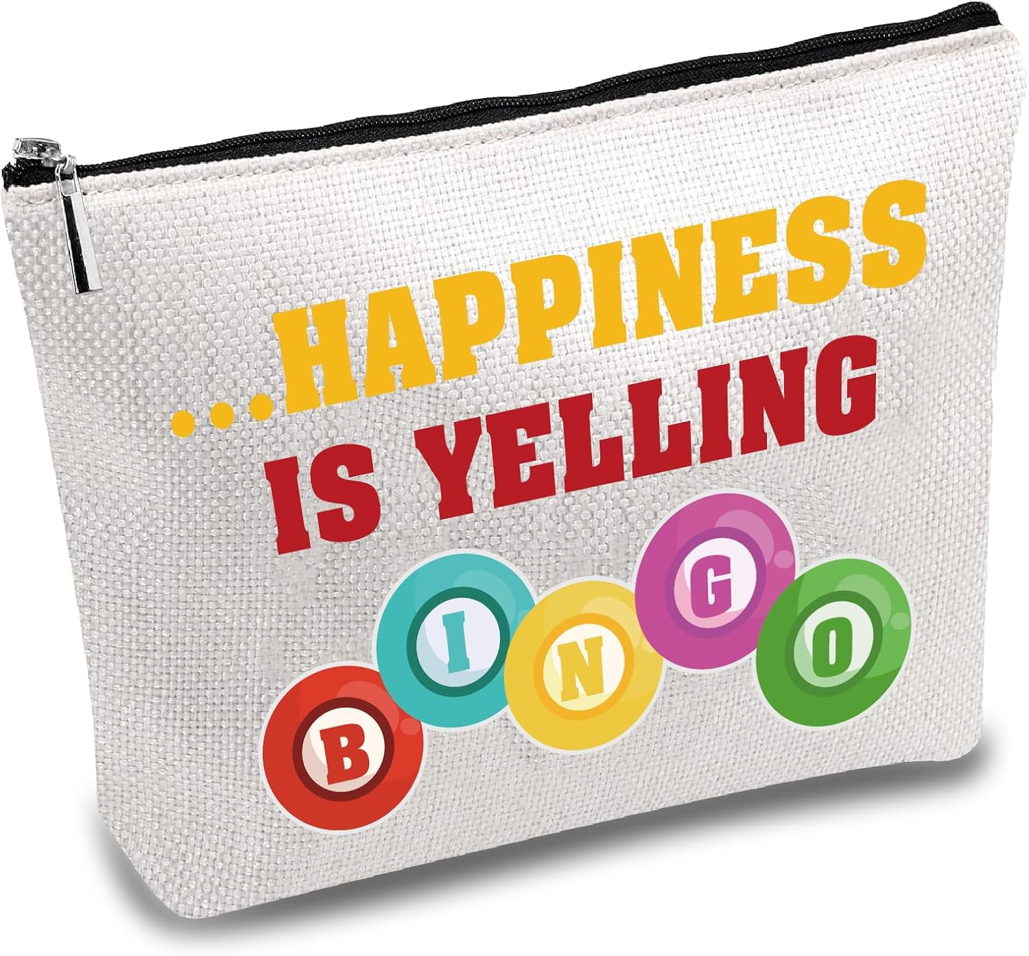 Canvas Makeup Bags Bingo Cosmetic Bag Multi Purpose Pen Case with Metal ...