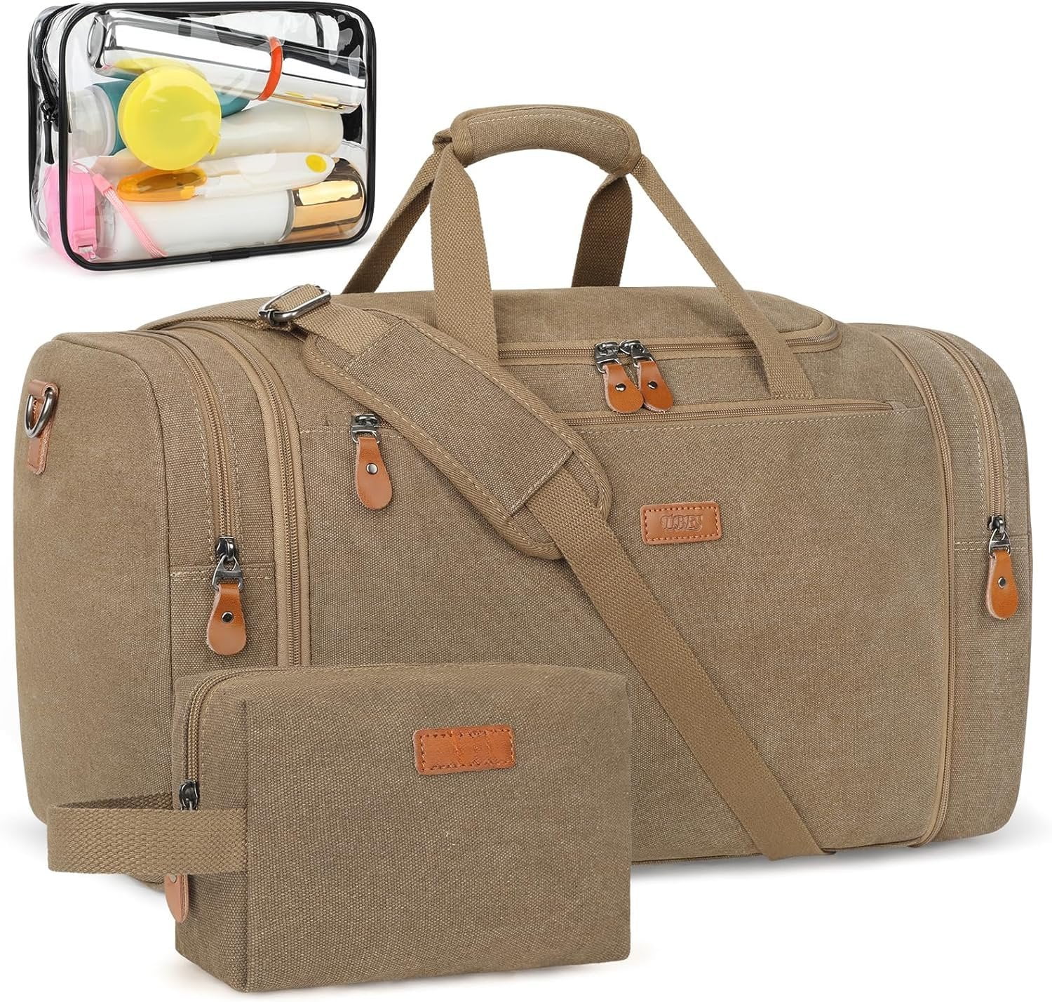 Canvas Mens Duffle Bag for Travel - Expandable 50L Weekender Bags with ...