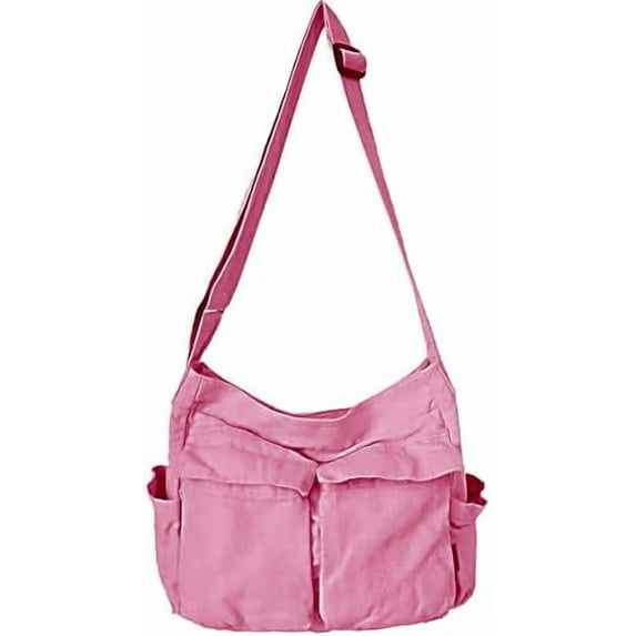 Canvas Messenger Bag Large Hobo Crossbody Bag with Multiple Pockets ...