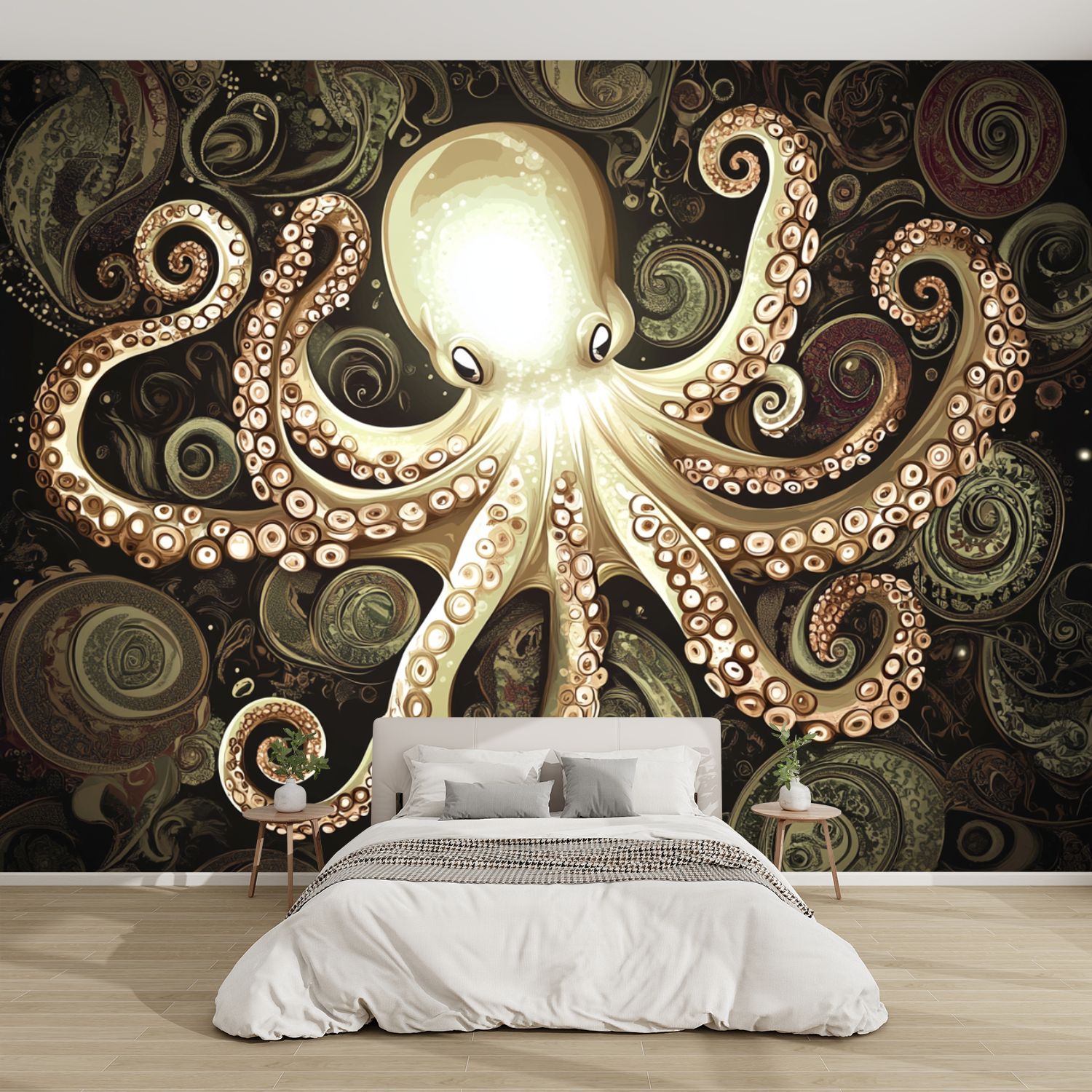 Canvas Modern Wallpaper Murals 3D Artistic Octopus Vintage Paisley ...