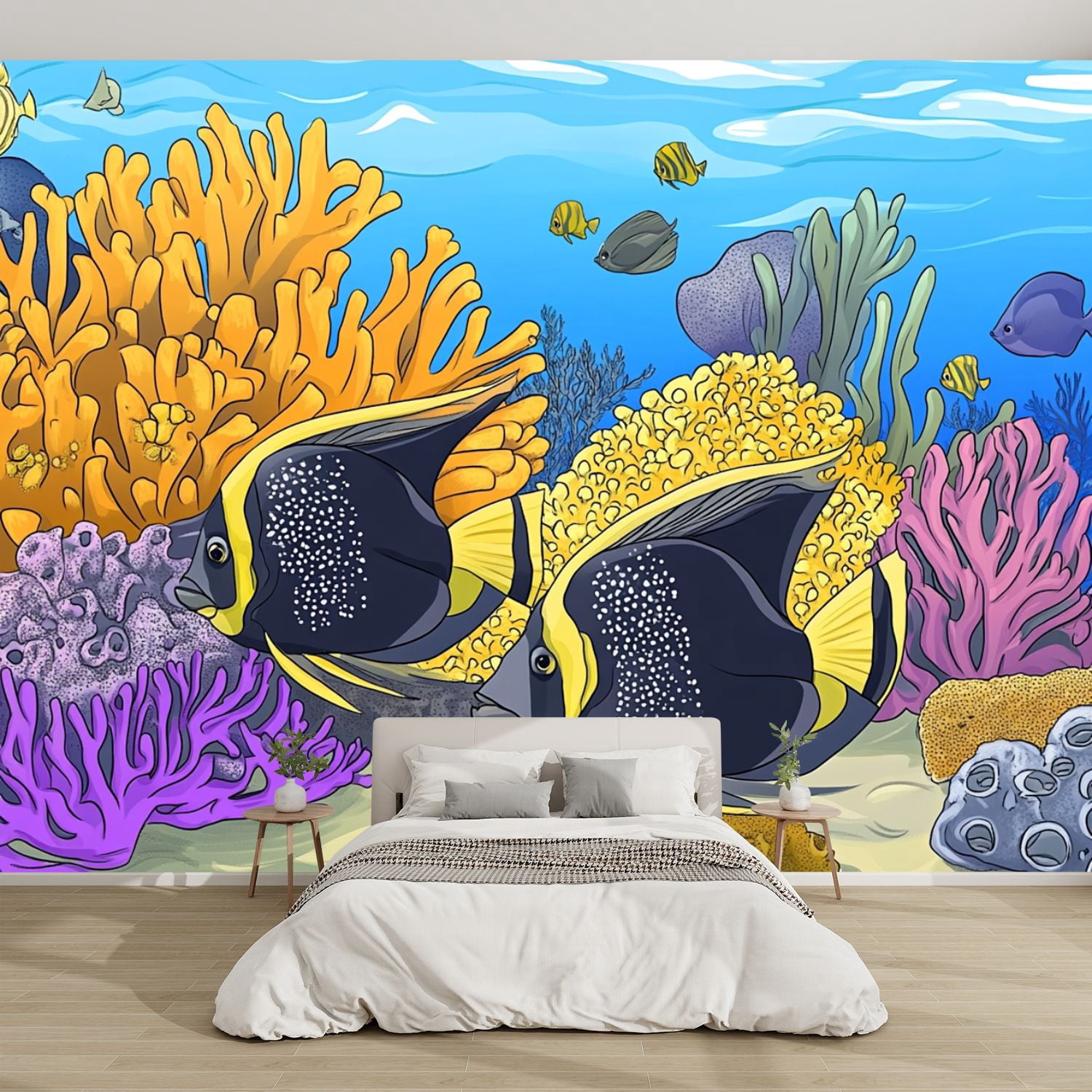 Canvas Modern Wallpaper Murals 3D Vibrant Underwater Coral Illustration ...