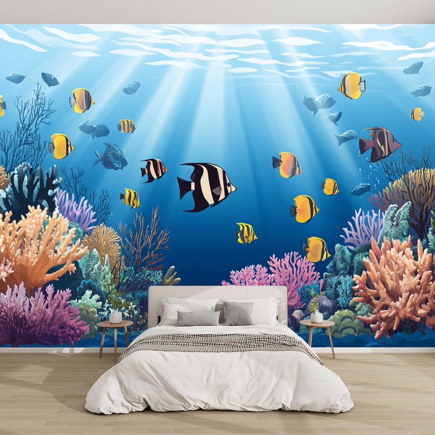 Canvas Modern Wallpaper Murals 3D Vivid Coral Ecosystem Illustration ...