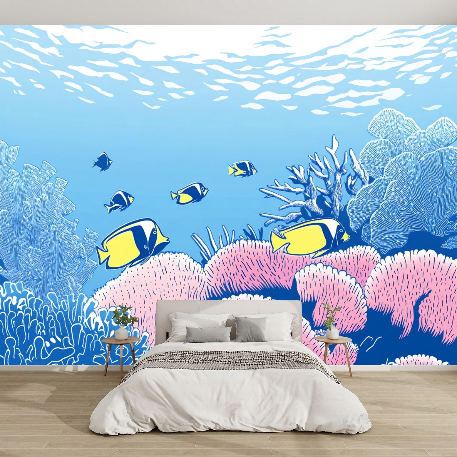 Canvas Modern Wallpaper Murals 3D Vivid Coral Illustration Marine ...