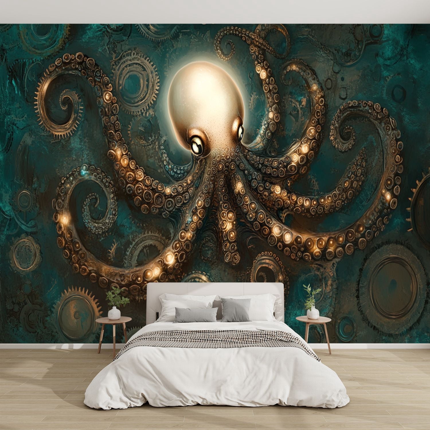 Canvas Modern Wallpaper Murals 3D Whimsical Octopus Art Luminescent ...
