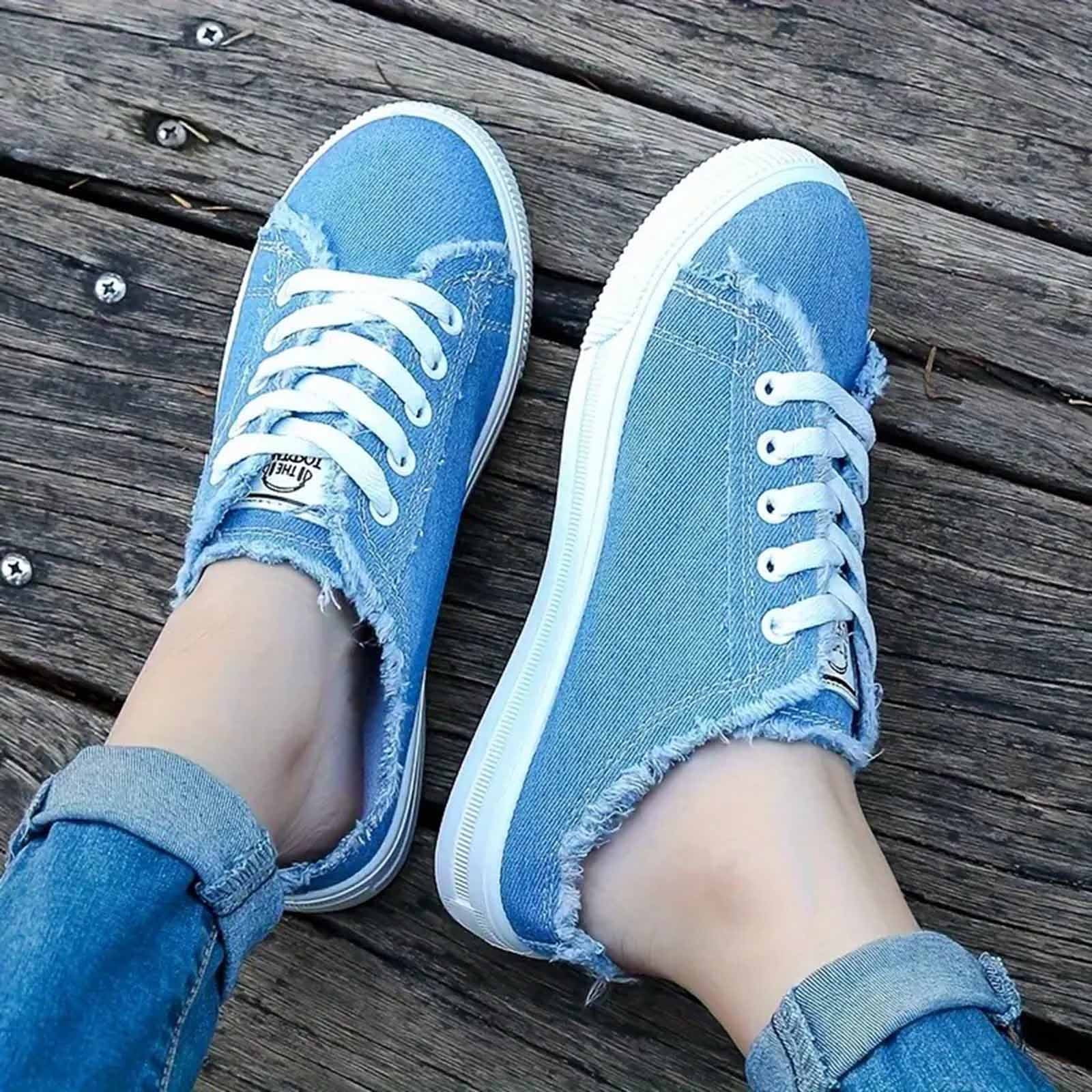 Canvas Mules Slip on Sneakers Women Tennis Shoes Cute Y2K Breathable ...