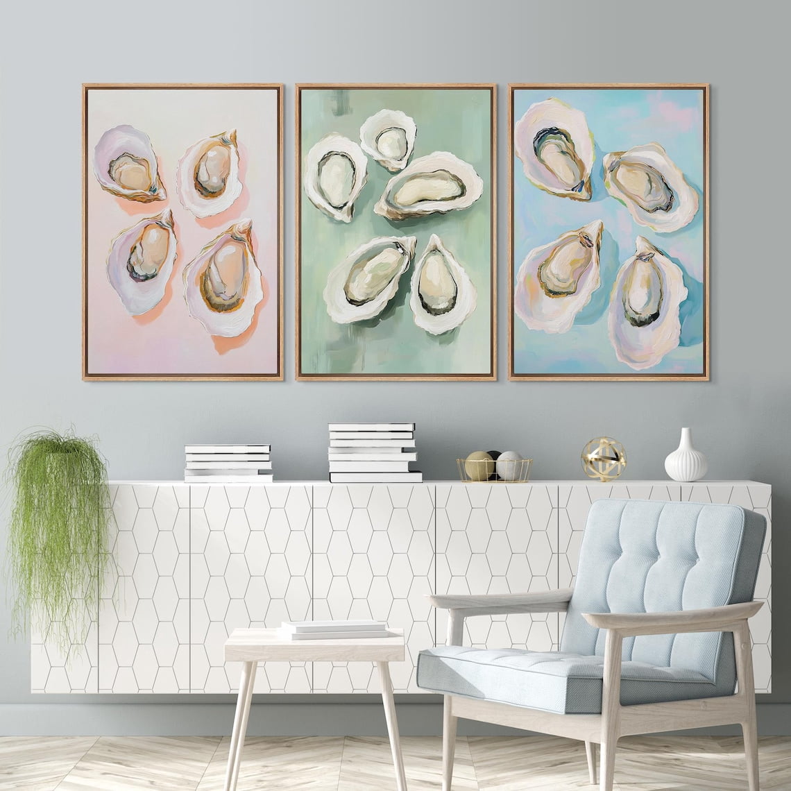 Canvas Painting Colorful Oyster Shell Art Set of 3 Posters Prints Wall ...