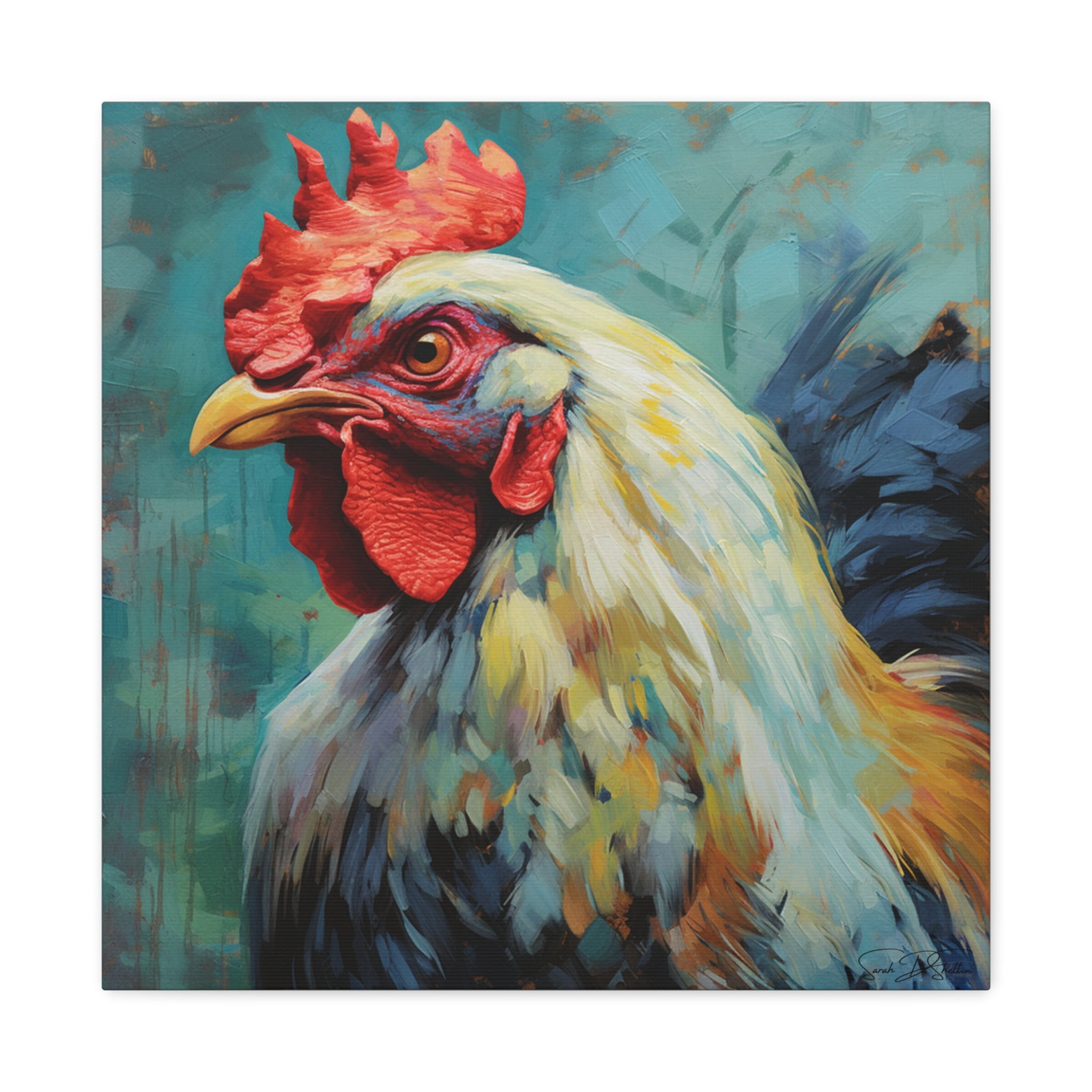 Canvas Painting Print Painted Rooster Canvas Wall Art Farmhouse Decor ...