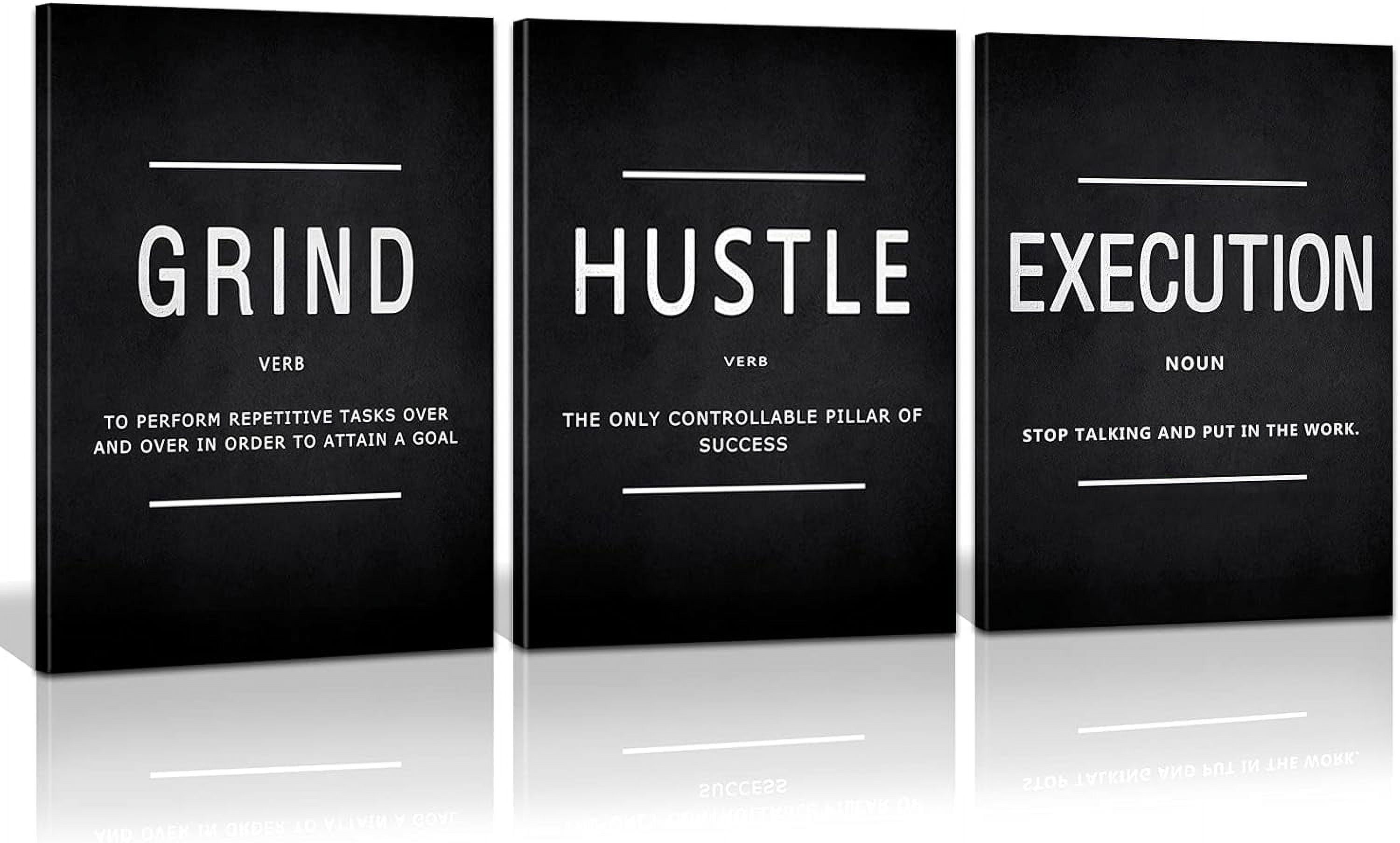 Canvas Painting Wall Art, Grind Hustle Execution Motivational Wall Art ...