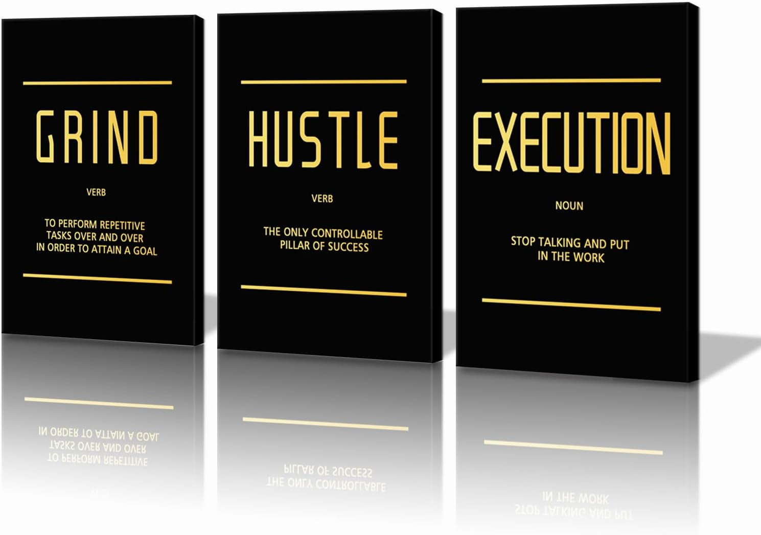 Canvas Painting Wall Art, Motivational Wall Art, Grind Hustle Execute Inspirational Poster Print ...