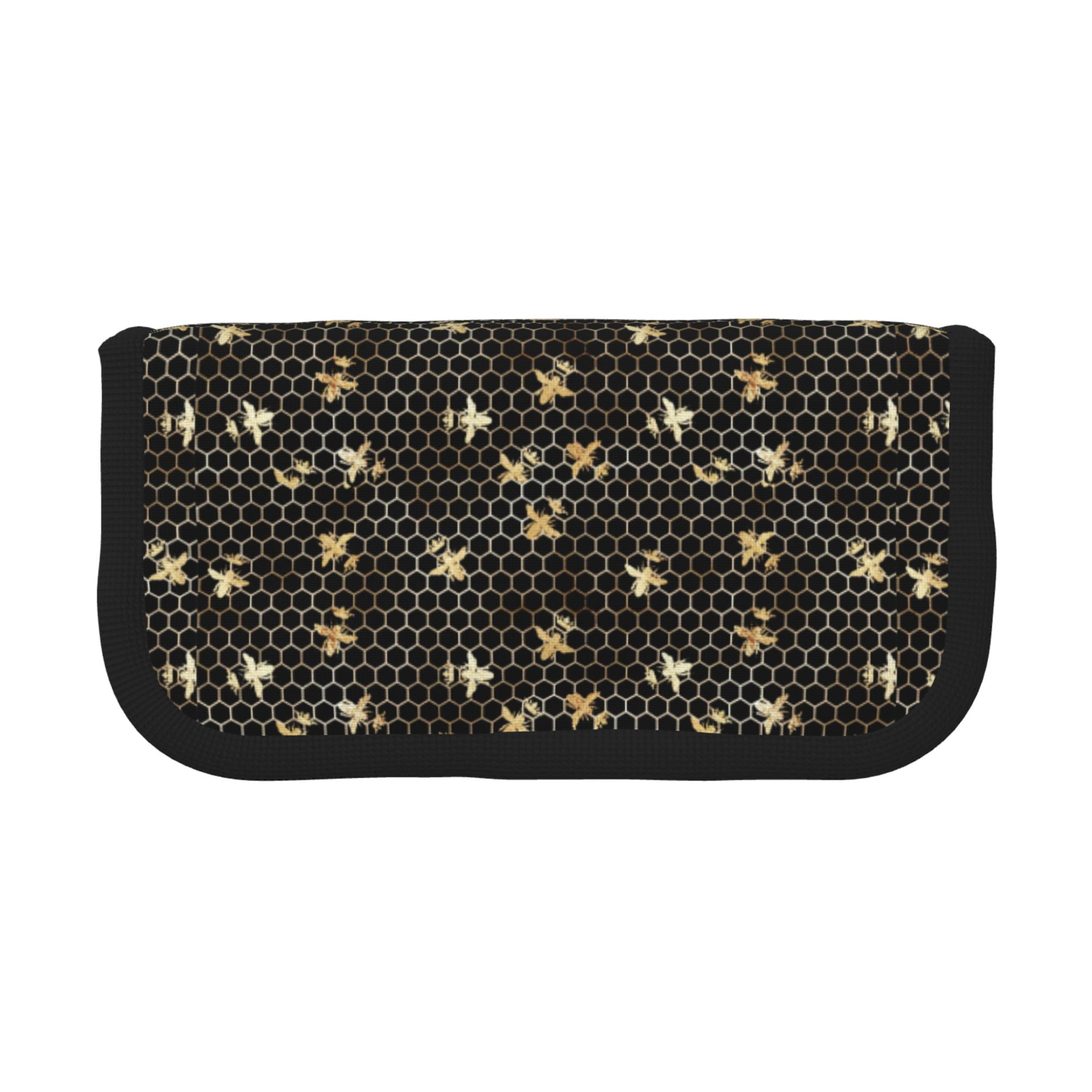 Canvas Pen Case Gold Queen Bees And Honeycomb Large Capacity Pencil ...
