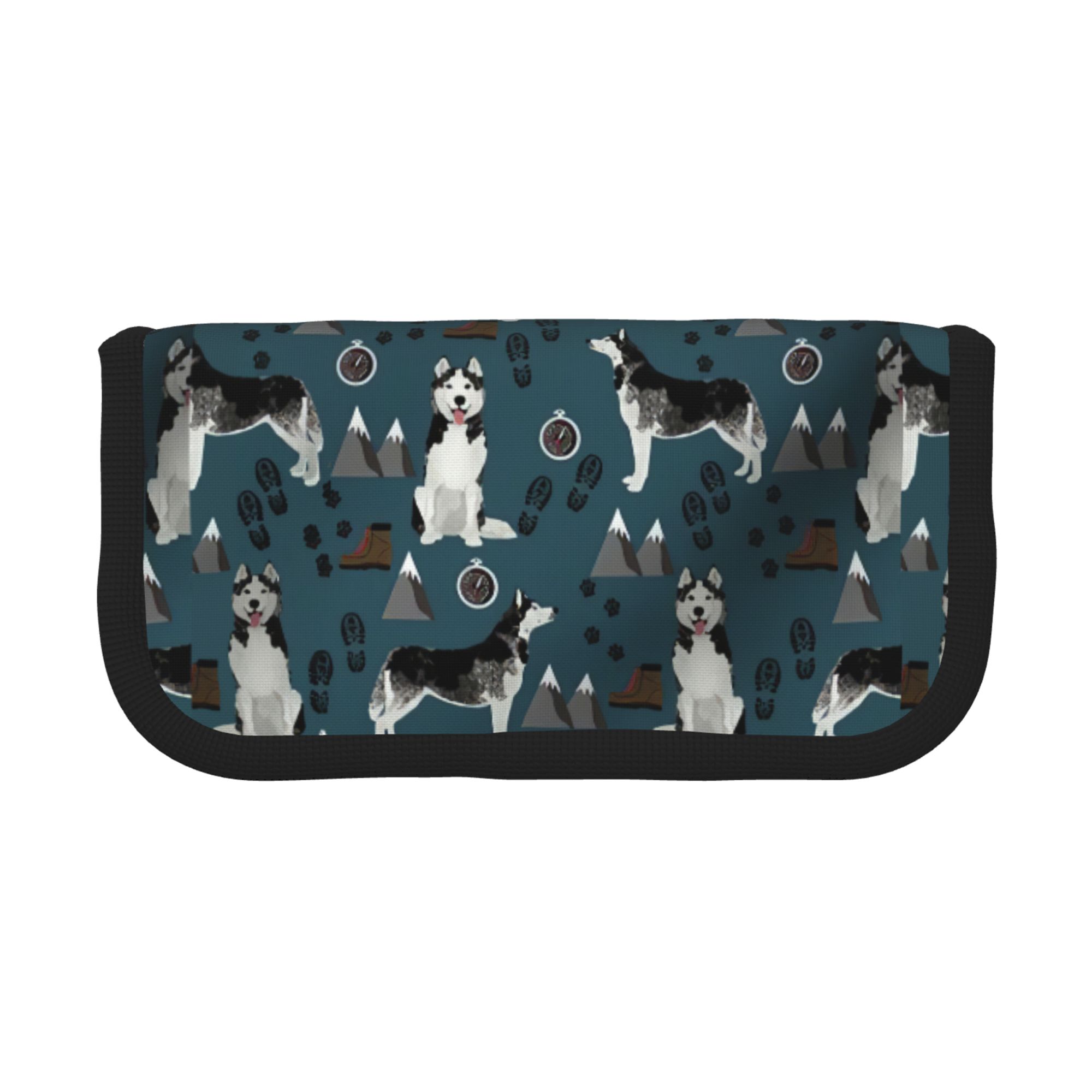 Canvas Pen Case Husky Hiking Dark Navy Blue Husky Mountains Dog Large ...