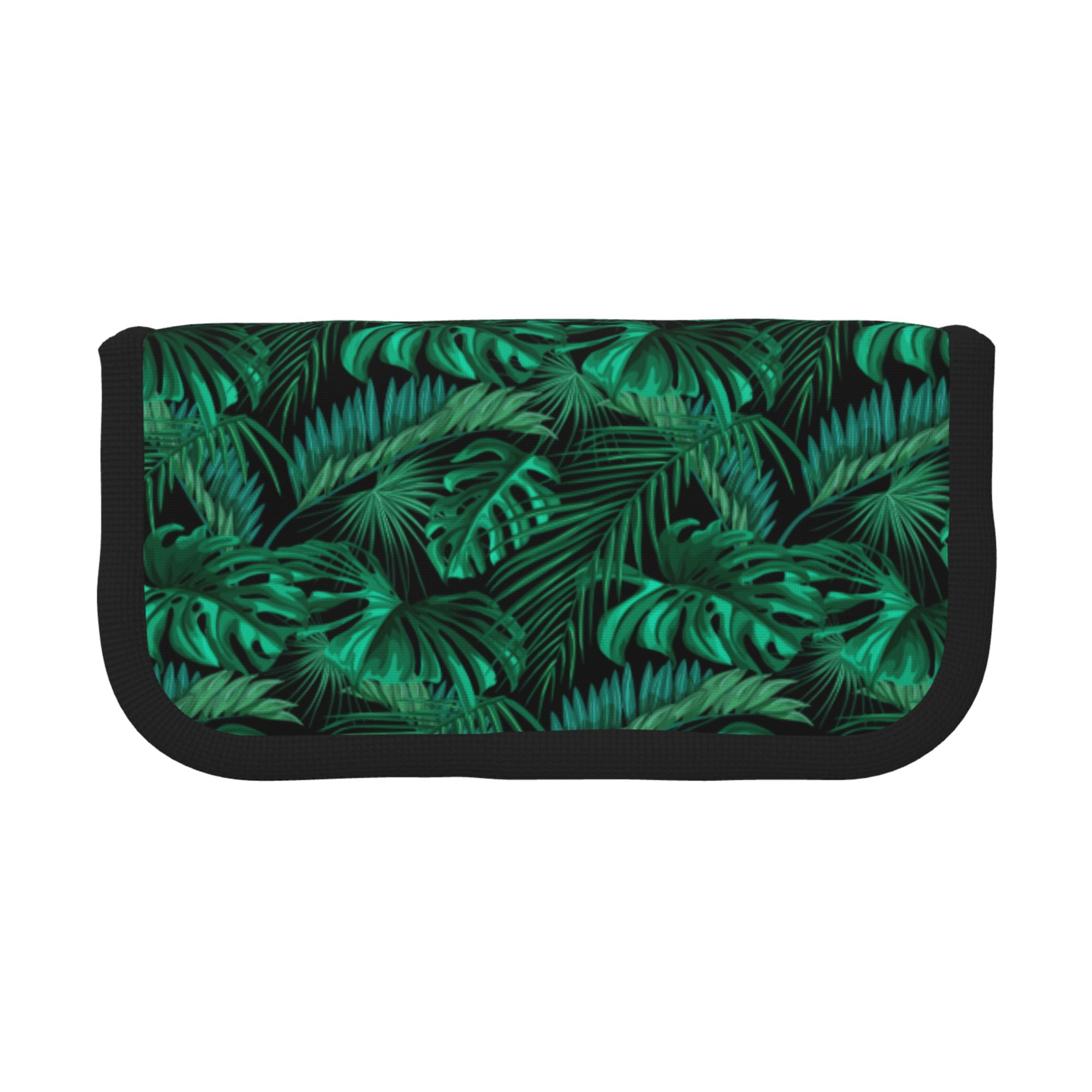 Canvas Pen Case Palm Leaf Large Capacity Pencil Pouch Office Stationery ...