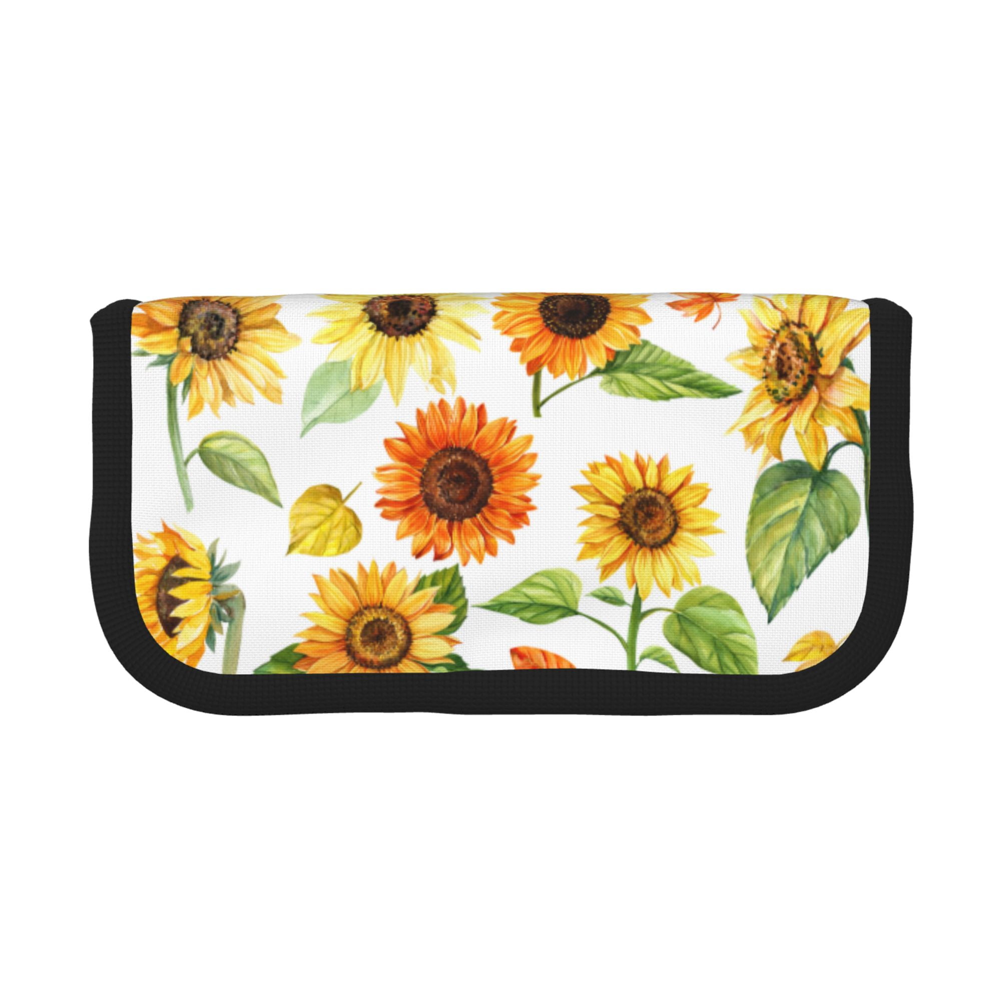 Canvas Pen Case Sunflowers Large Capacity Pencil Pouch Office ...