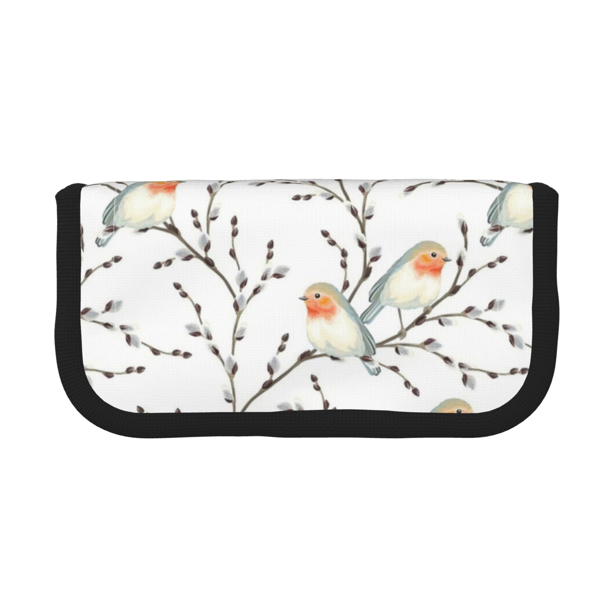 Canvas Pen Case Willow Branches And Birds Robin Large Capacity Pencil ...