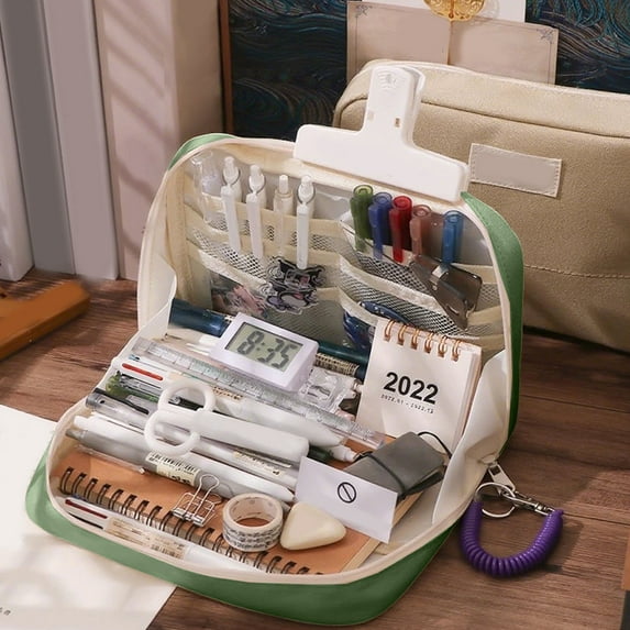 Canvas Pencil Case Large Capacity Zipper Organizer, 22x5x15cm, Multi ...