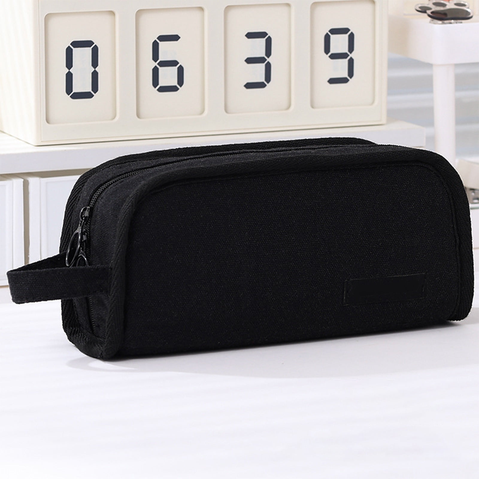 Canvas Pencil Case, Large Capacity Zippered Pen Pouch, Simple ...