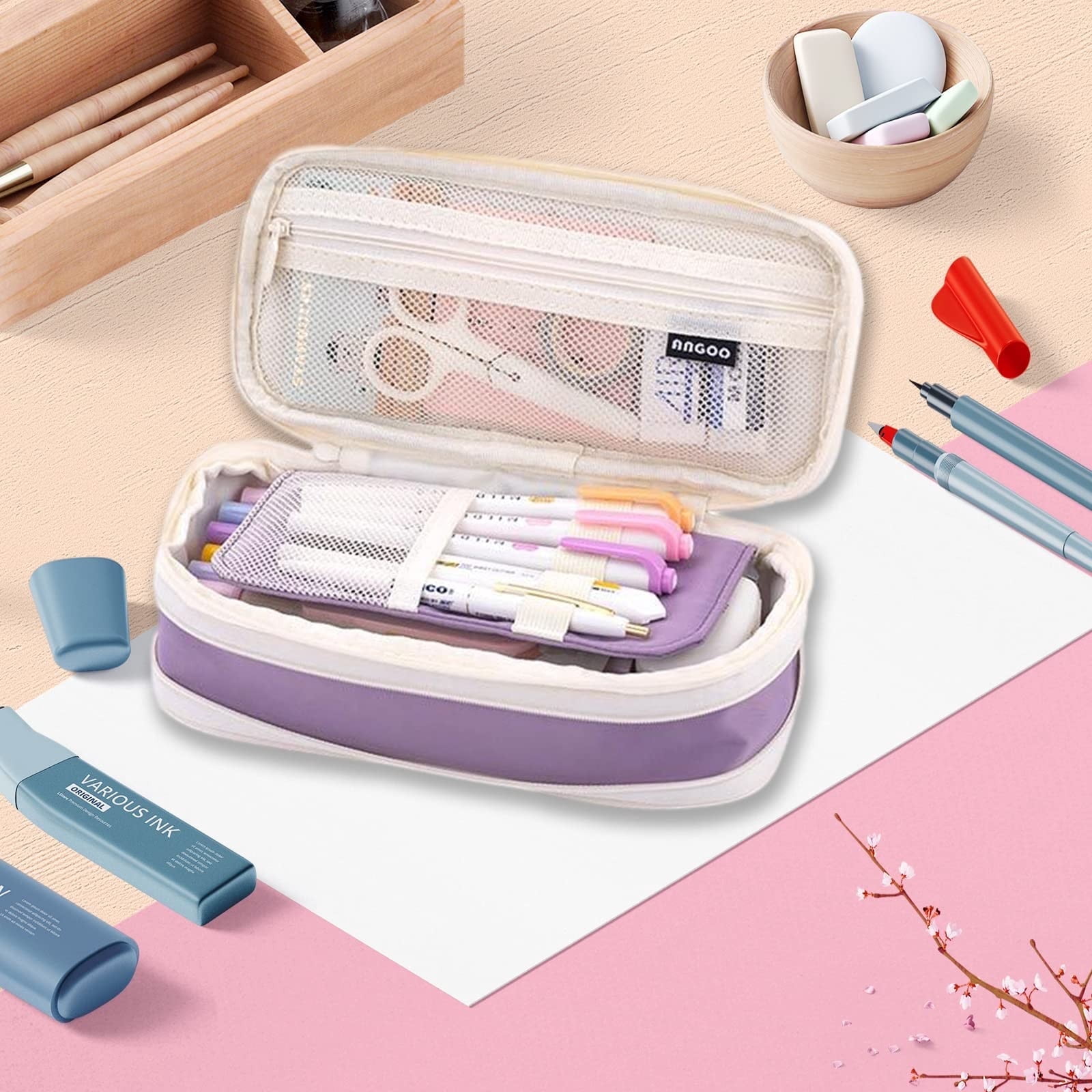 Canvas Pencil Cases, Zipper Pencil Pouch Big Capacity Special Pencil ...