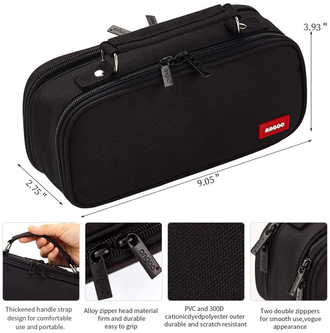 Canvas Pencil Pouch with Handle, Extra Large Capacity Storage Organizer ...