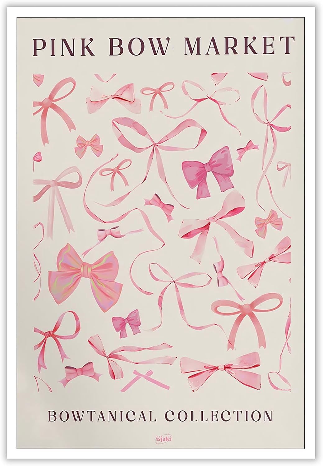 Canvas Pink Bow Market Posters Girly Wall Art Coquette Watercolor Light ...