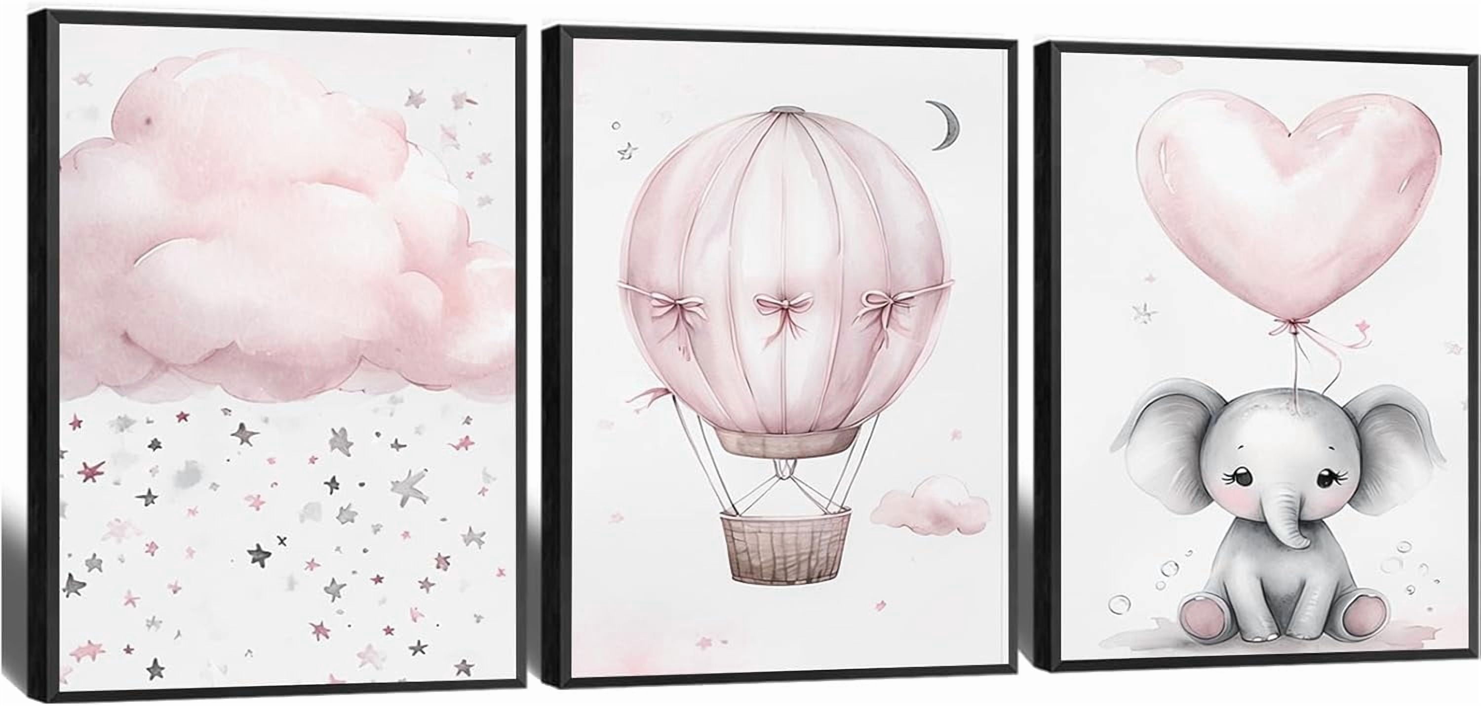 Canvas Poster Children's Room Wall Painting Set Watercolor Animal Theme ...