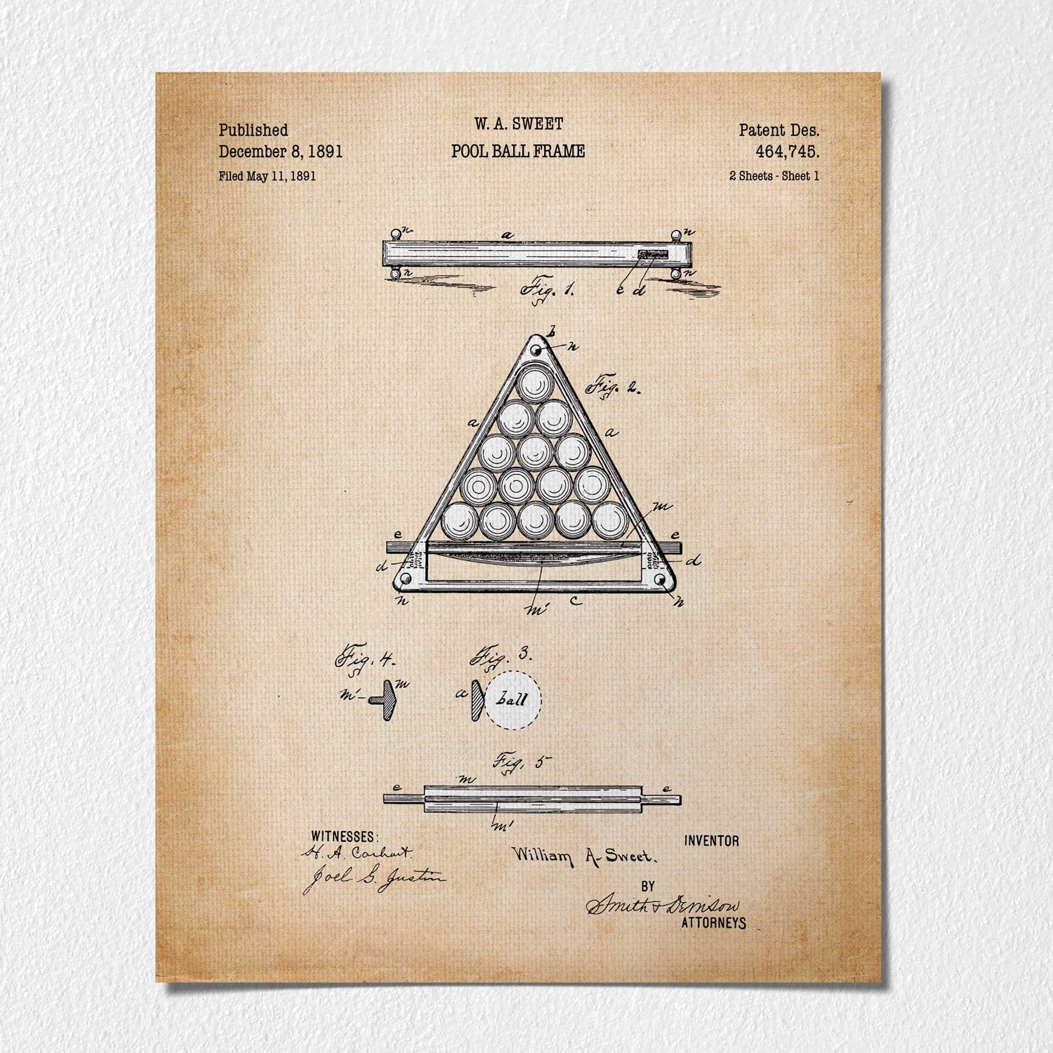 Canvas Poster -Pool Table Decor, Billiards Gifts, Billiard Ball Rack ...