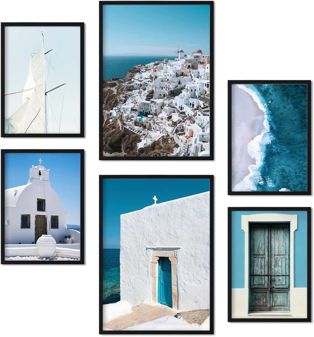 Canvas Poster Set of 6 Greece Posters - Wall Art Print Decorative ...