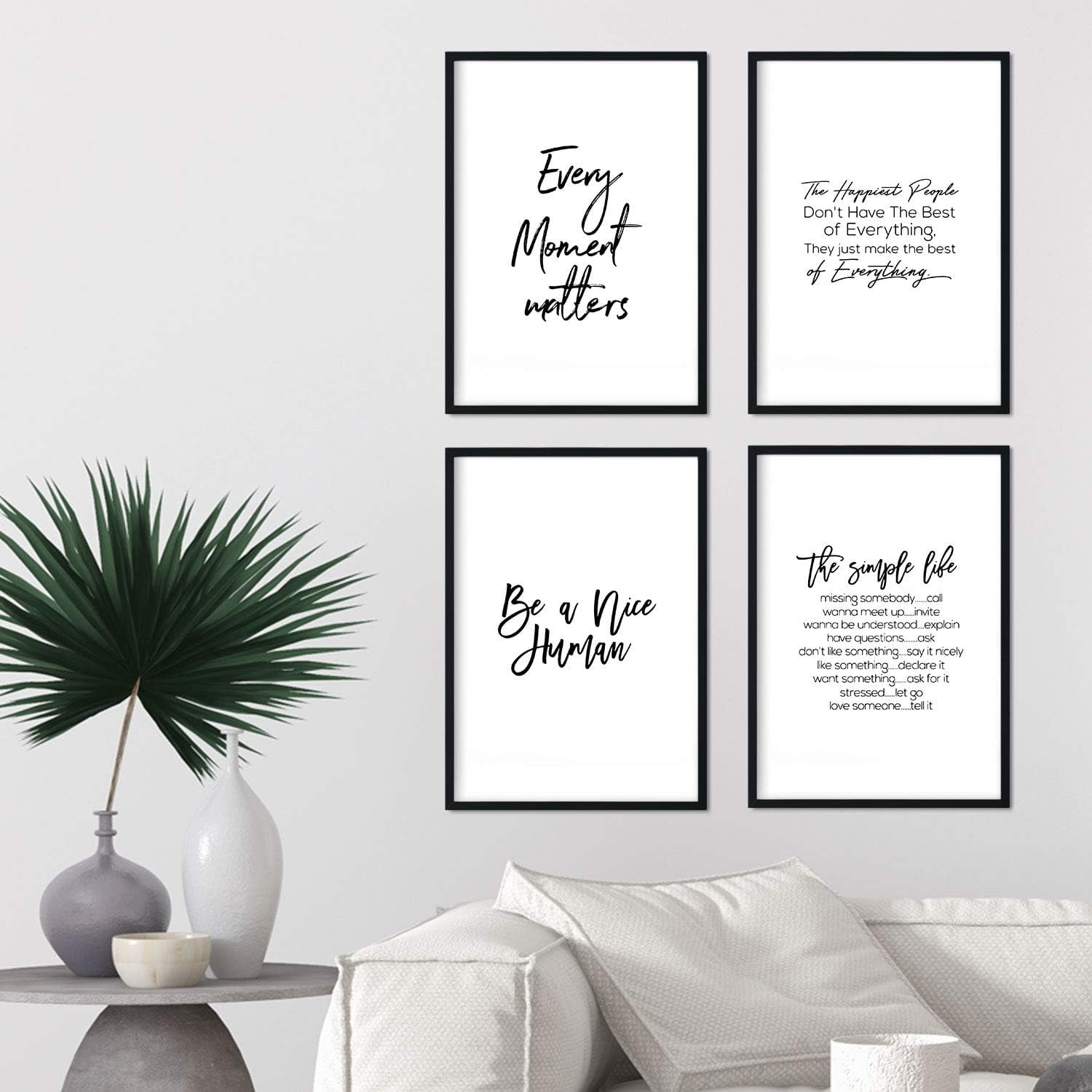 Canvas Poster Unframed Set of 4 posters with inspirational phrases. Set ...