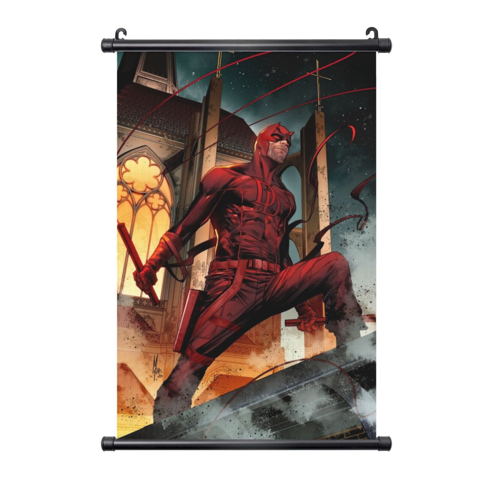 Canvas Poster Wall Artwork, Daredevil Shaft Hanging Banner With Frame ...
