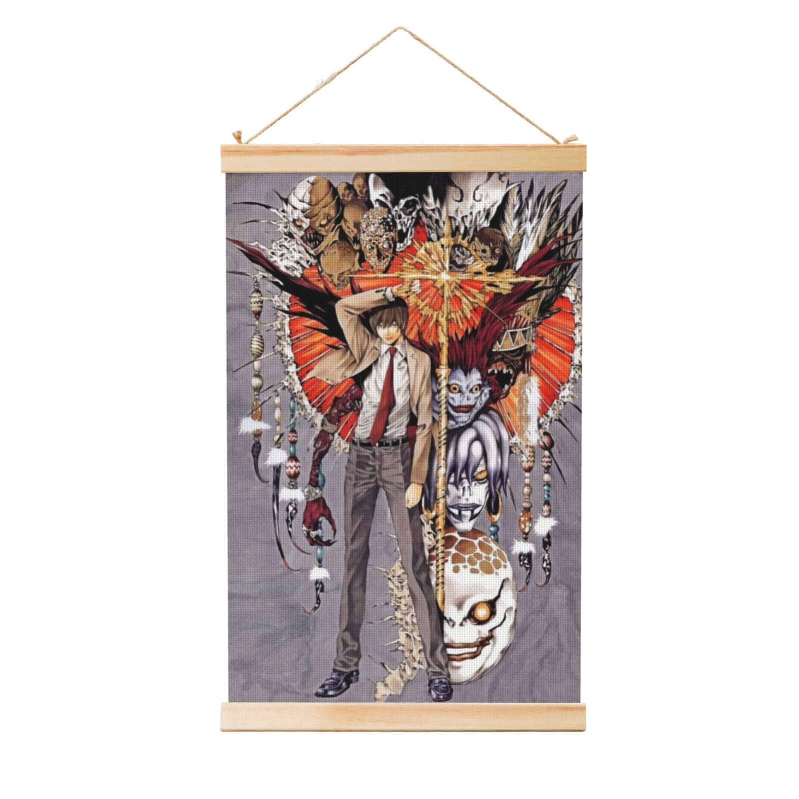 Canvas Poster Wall Artwork Death Note Shaft Hanging Banner With Wooden ...