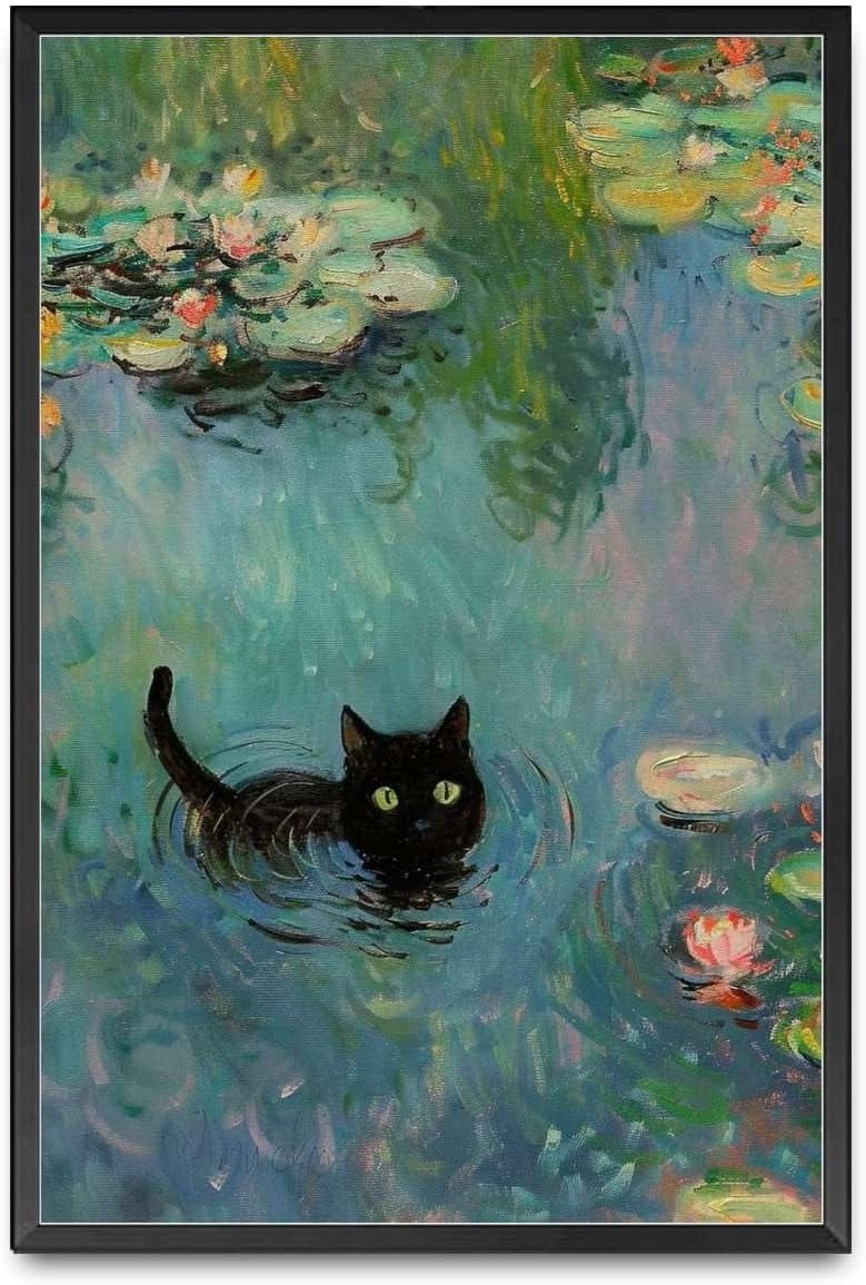 Canvas Posters and Print Pictures lily Cat Print Cat Poster Black Cat ...