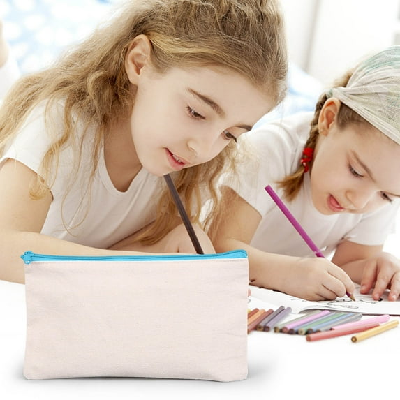 Canvas Pouch,Blank DIY Craft Canvas Zipper Pouch,Colored Zipper Multi ...