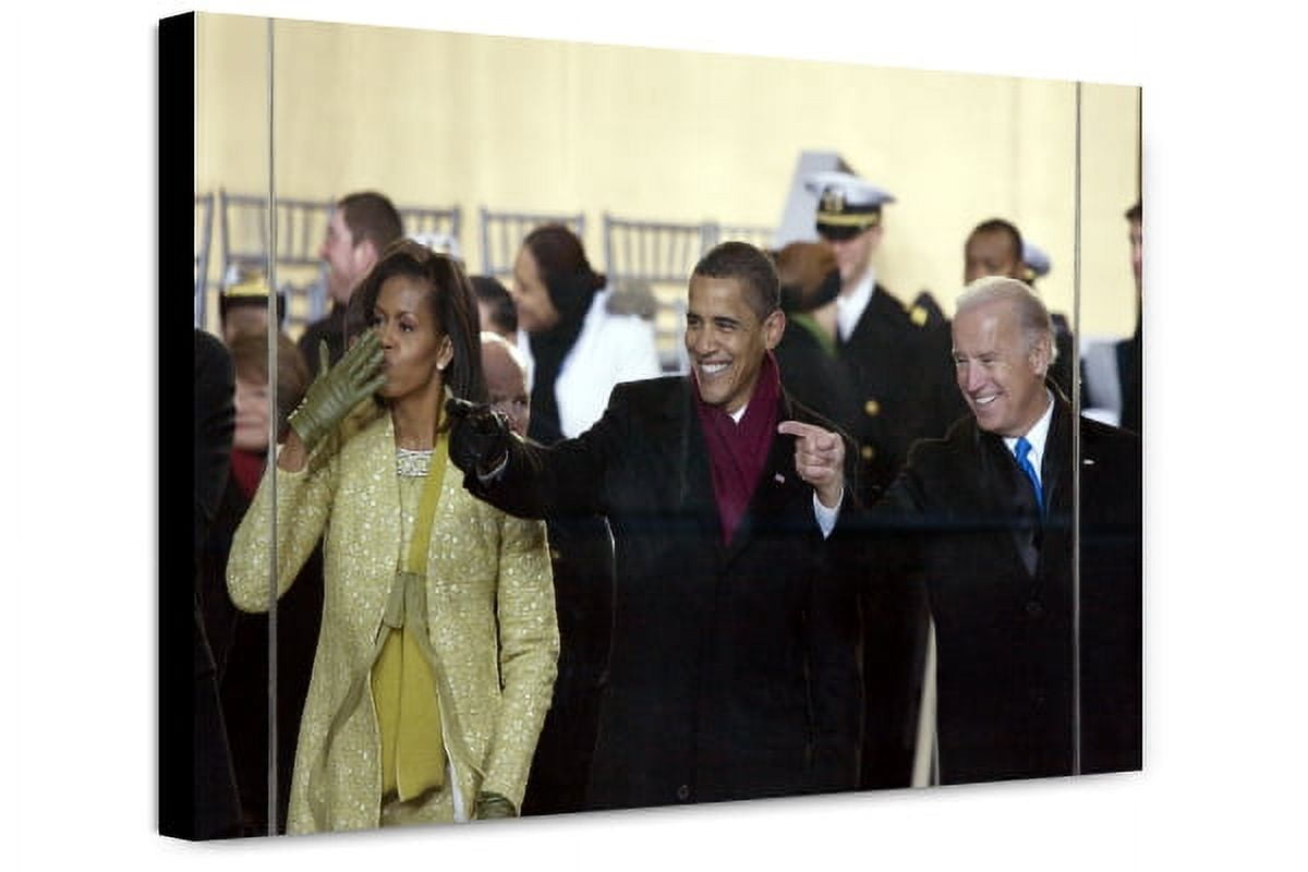 Canvas Print: 2009 Inaugural Parade. Michelle And Barack Obama Join Joe ...